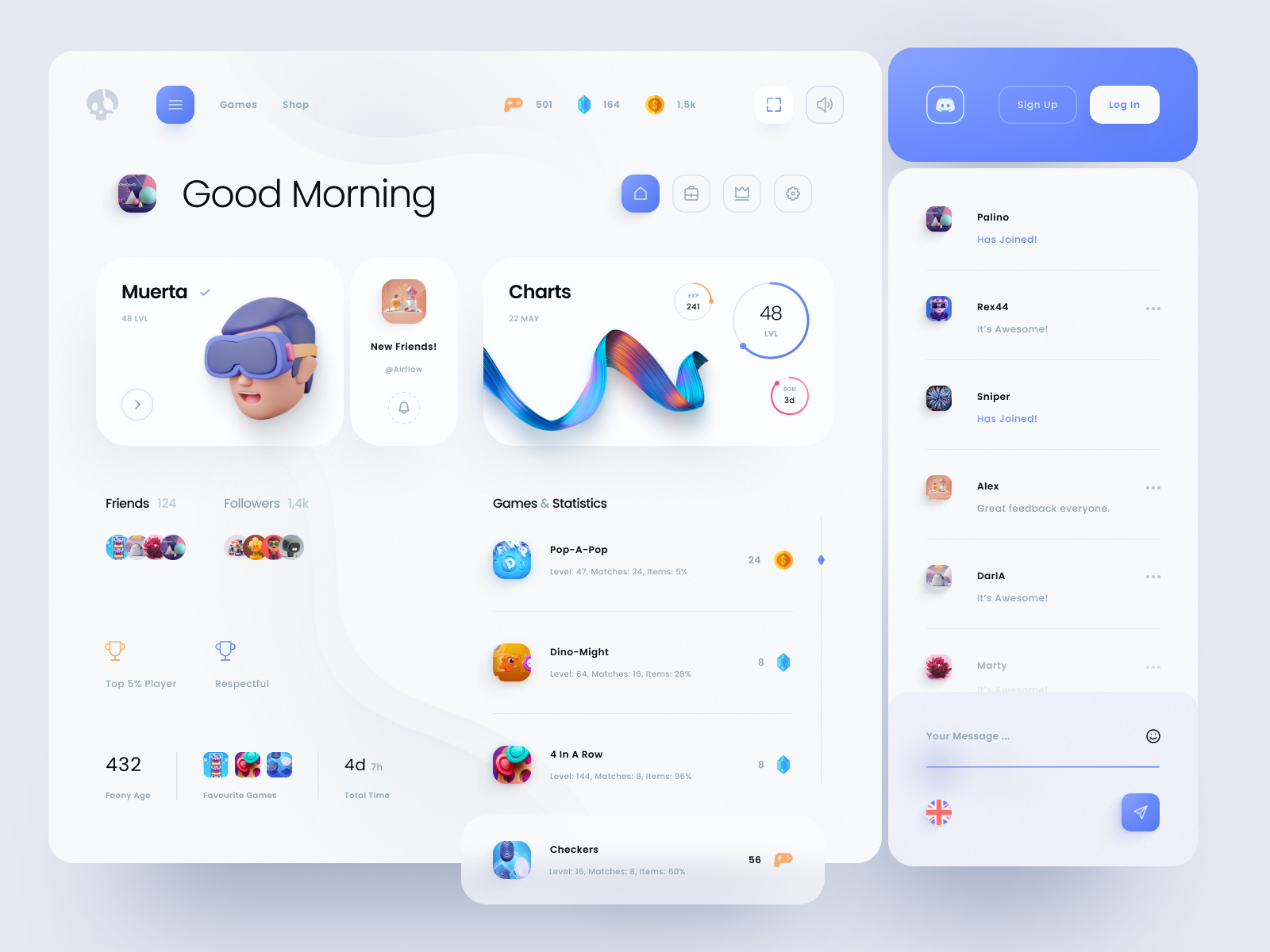 Dashboard - Game Stats by xNnj on Dribbble