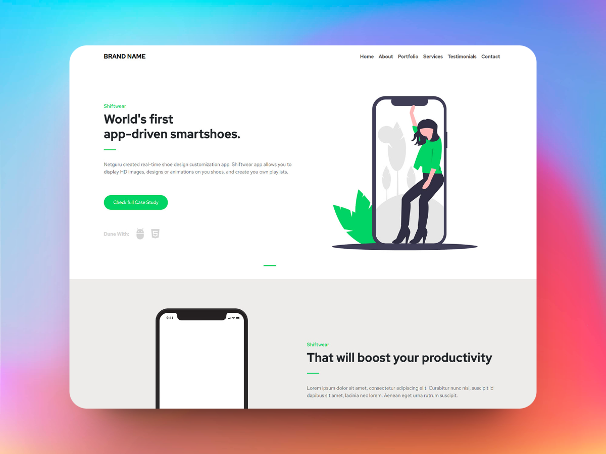 Free bootstrap landing page for your app showcase website by bootstraplily on Dribbble