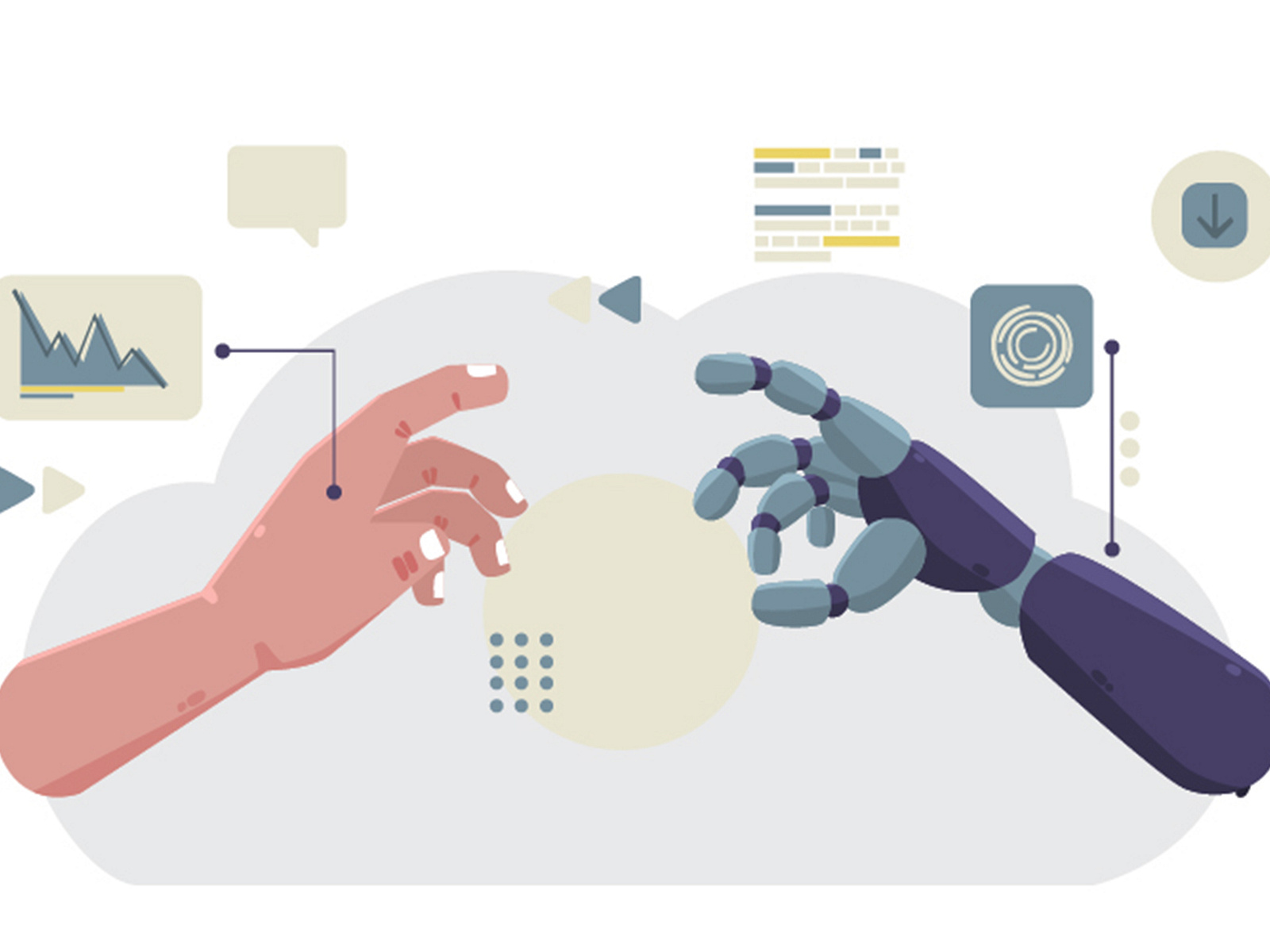 Robot and Human Hand Artificial Intelligence Illustration by Fenny ...