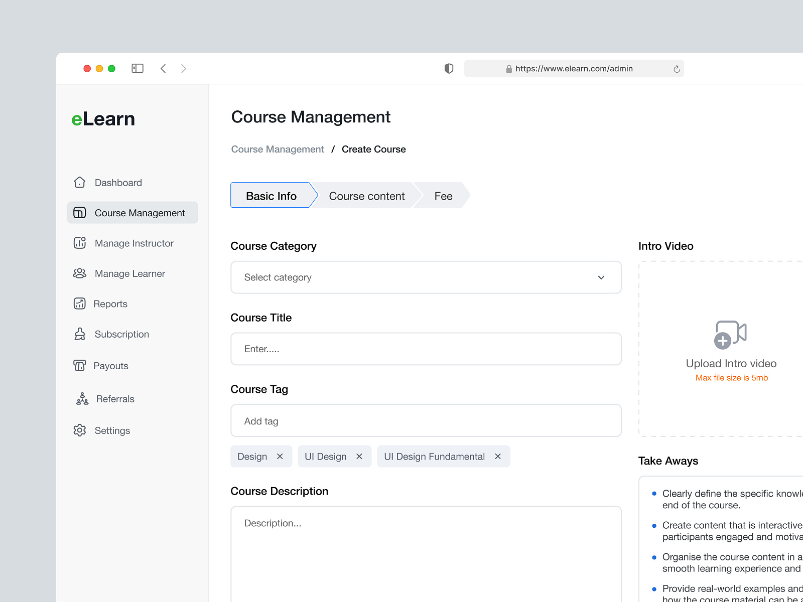 eLearn-Admin Create Course by Josim Uddin on Dribbble