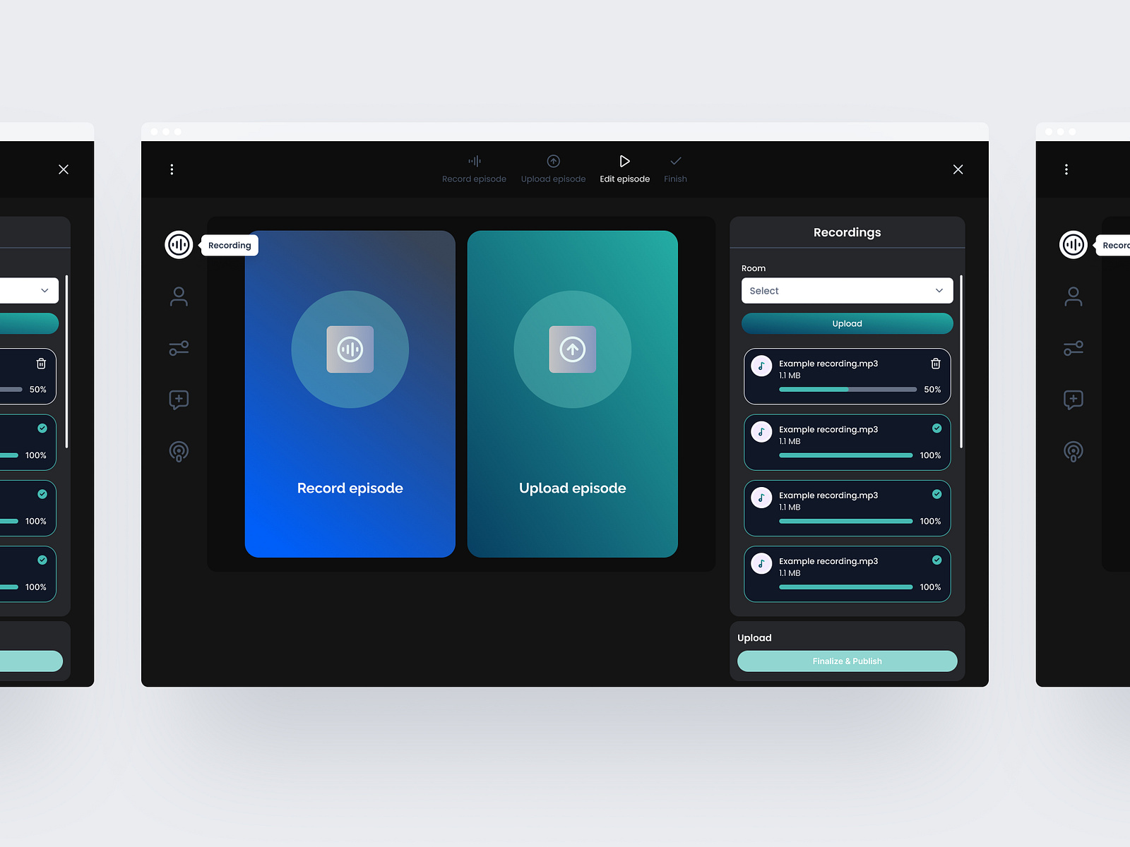 Podcast website recording UI by Joseph Emmanuel on Dribbble