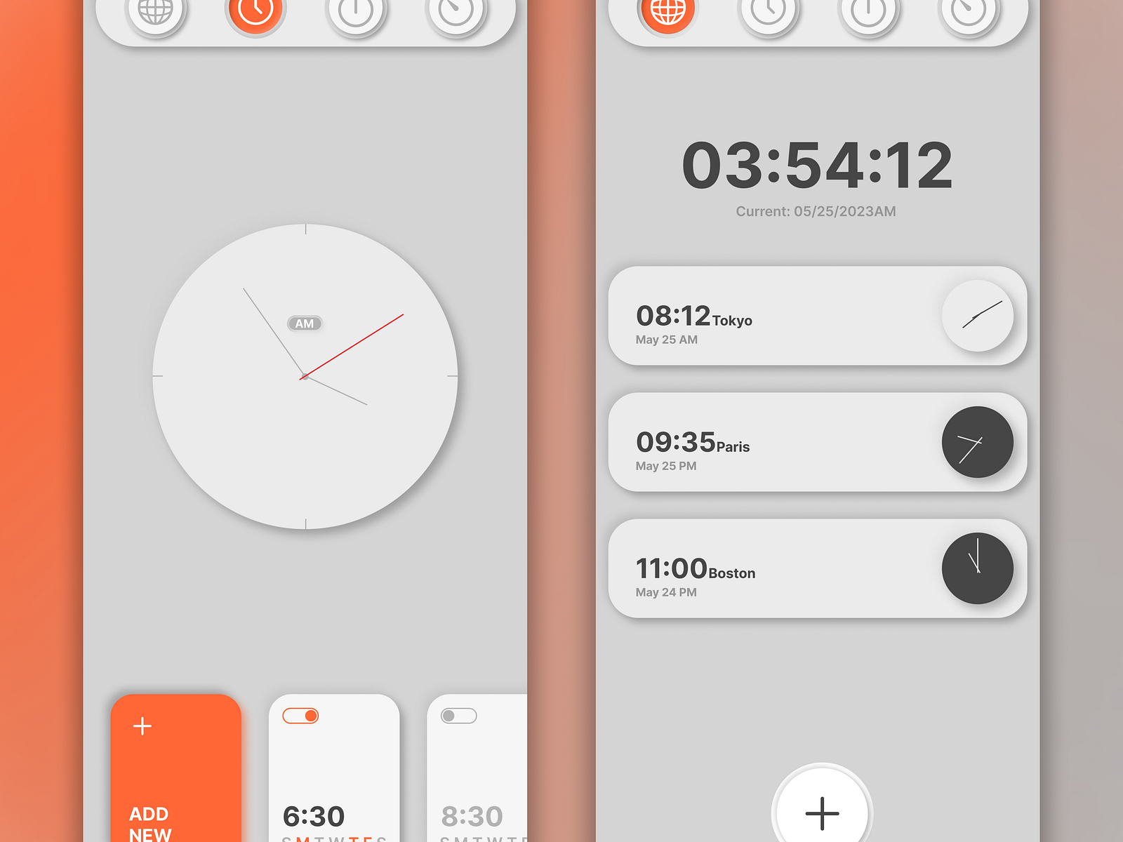 Neumorphism Clock App by Cna Keshvar on Dribbble