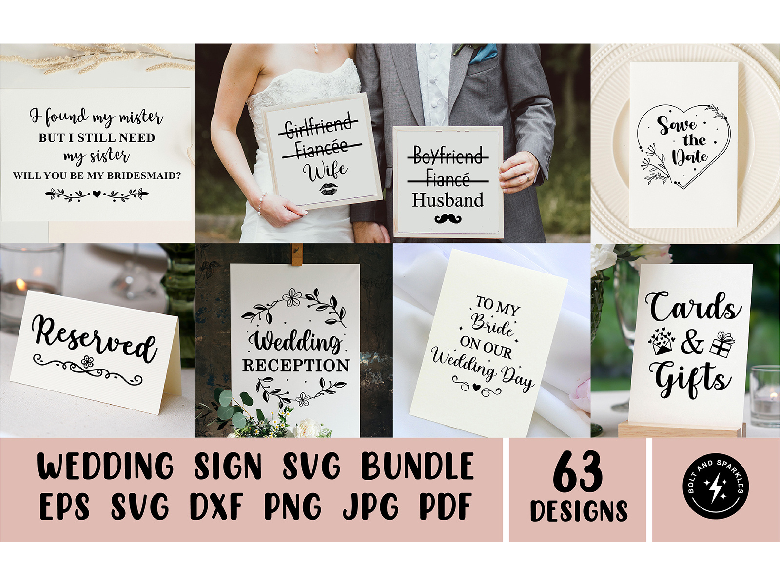 Wedding Sign SVG Bundle by Bolt and Sparkles on Dribbble