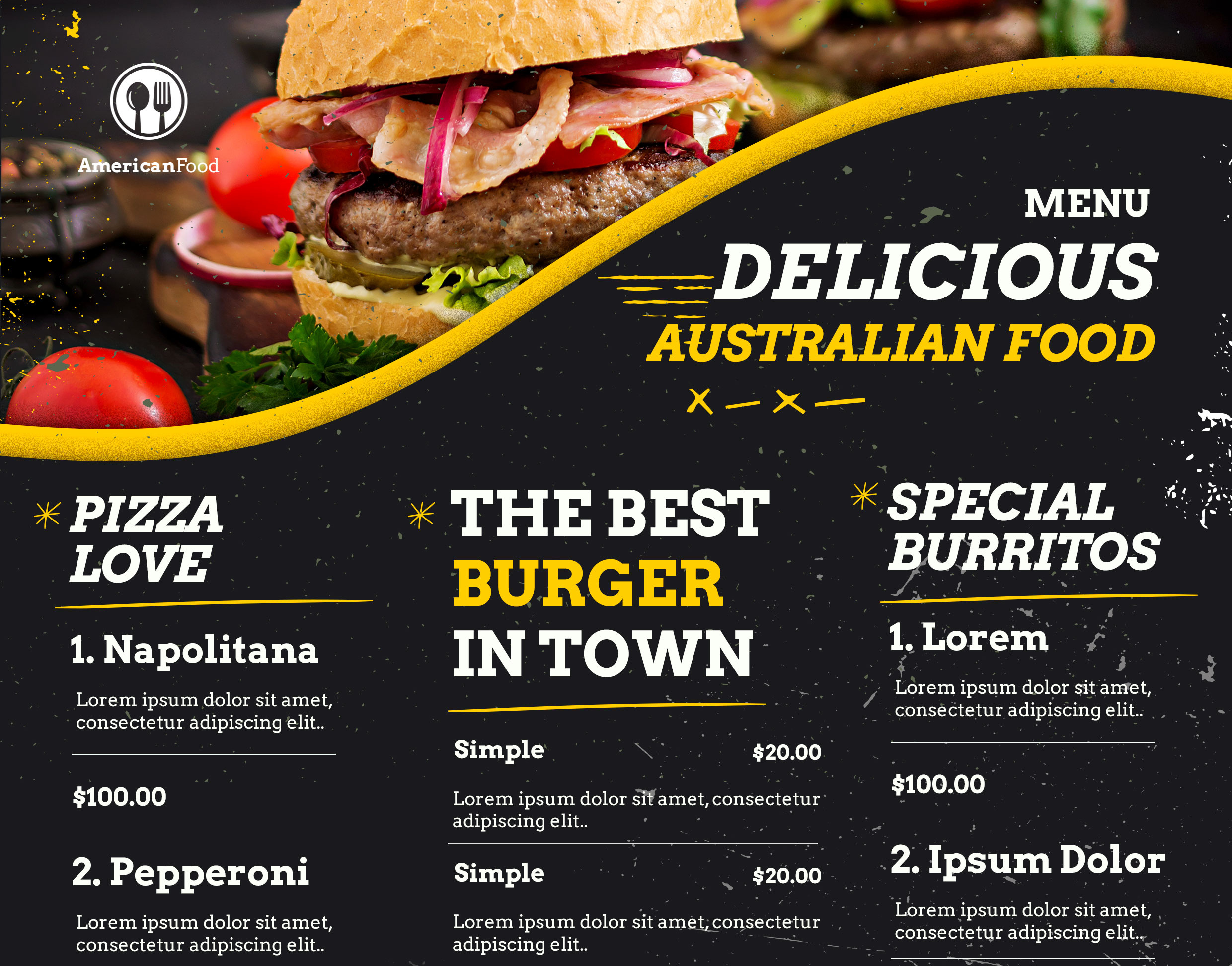 Menu Design Australian Food by Abdo Zaki on Dribbble