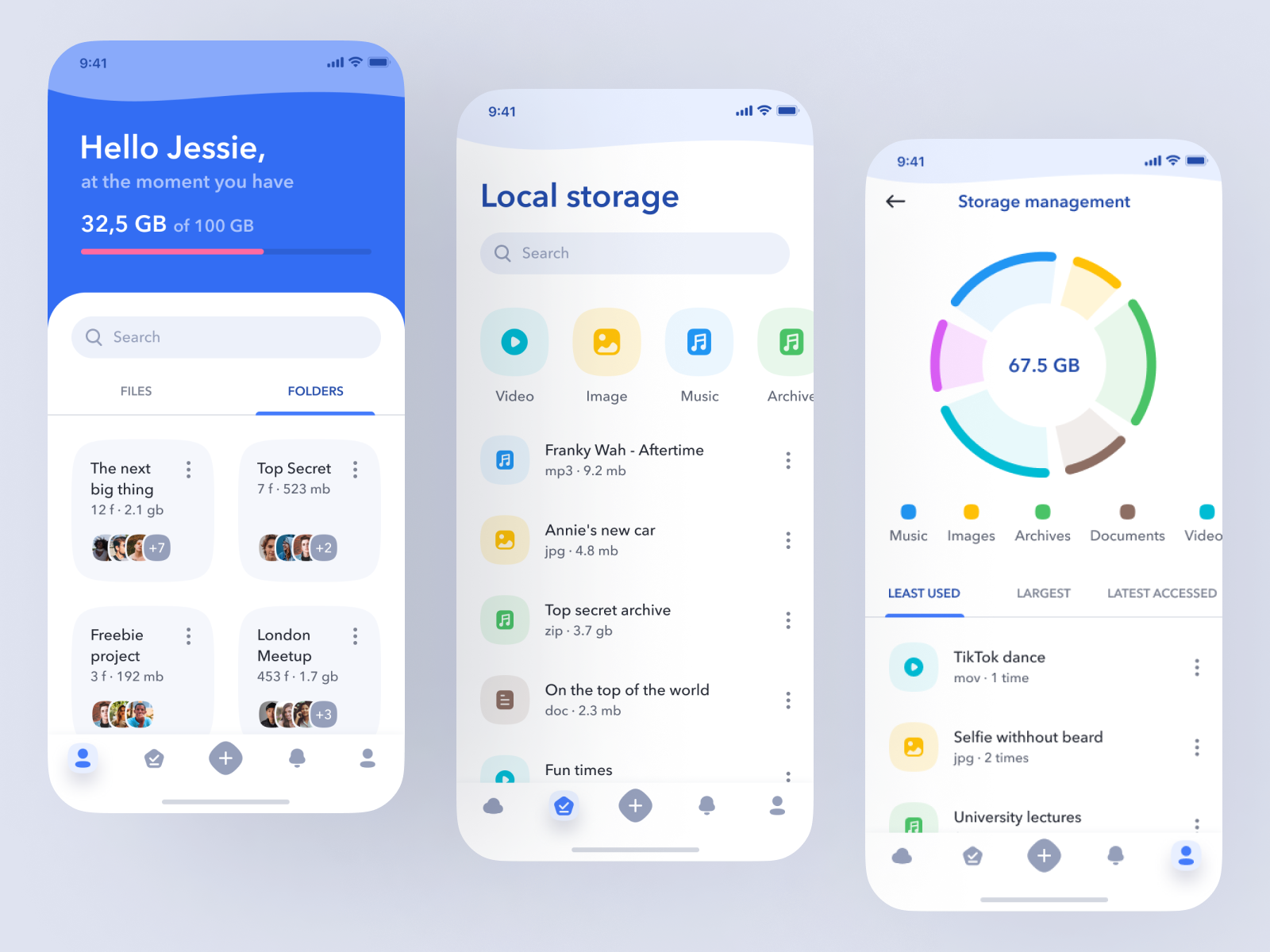 Cloud Storage UI exploration by Riaz Ahmed on Dribbble