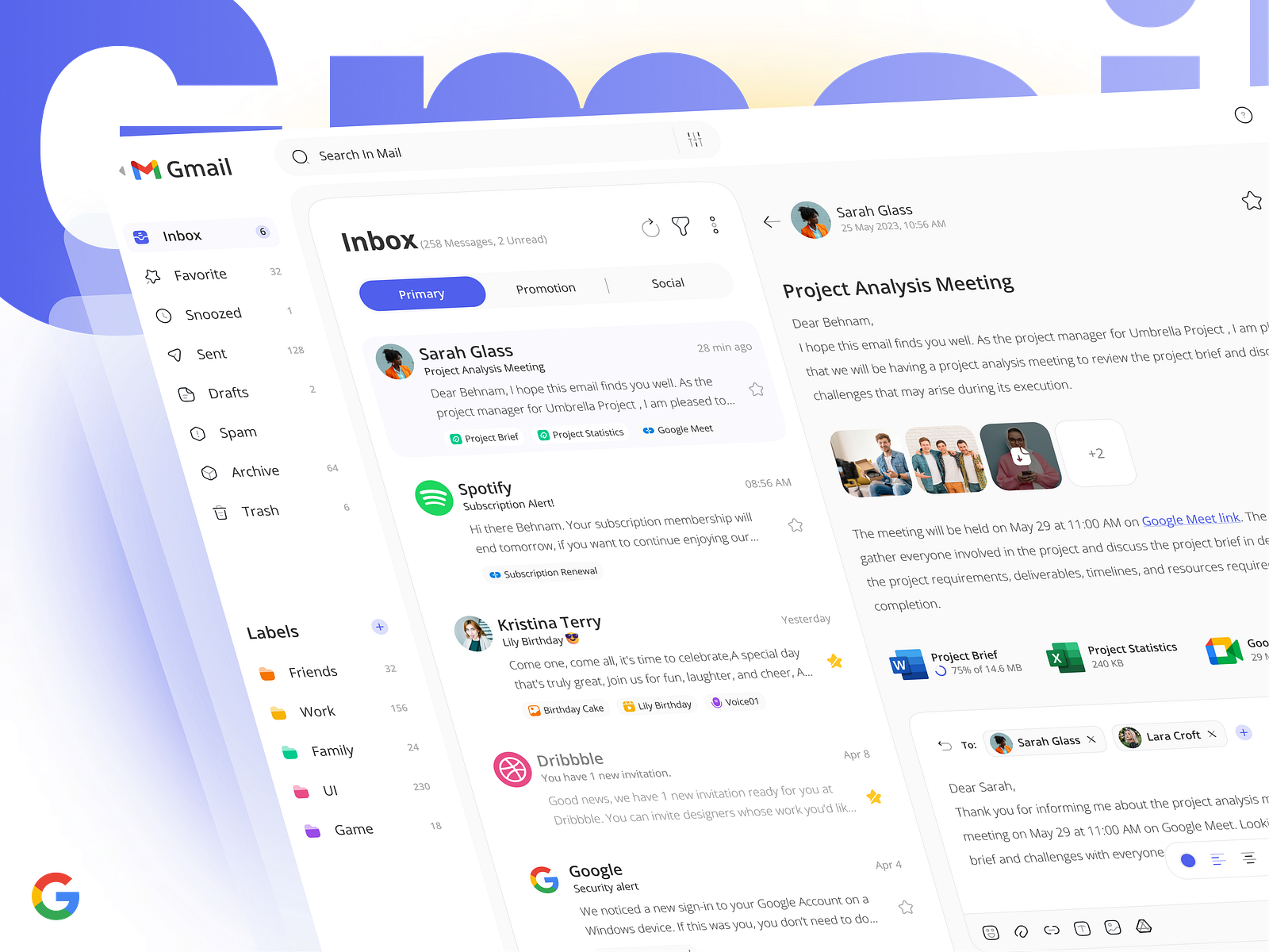 Gmail Redesign by Behnam Vahani on Dribbble