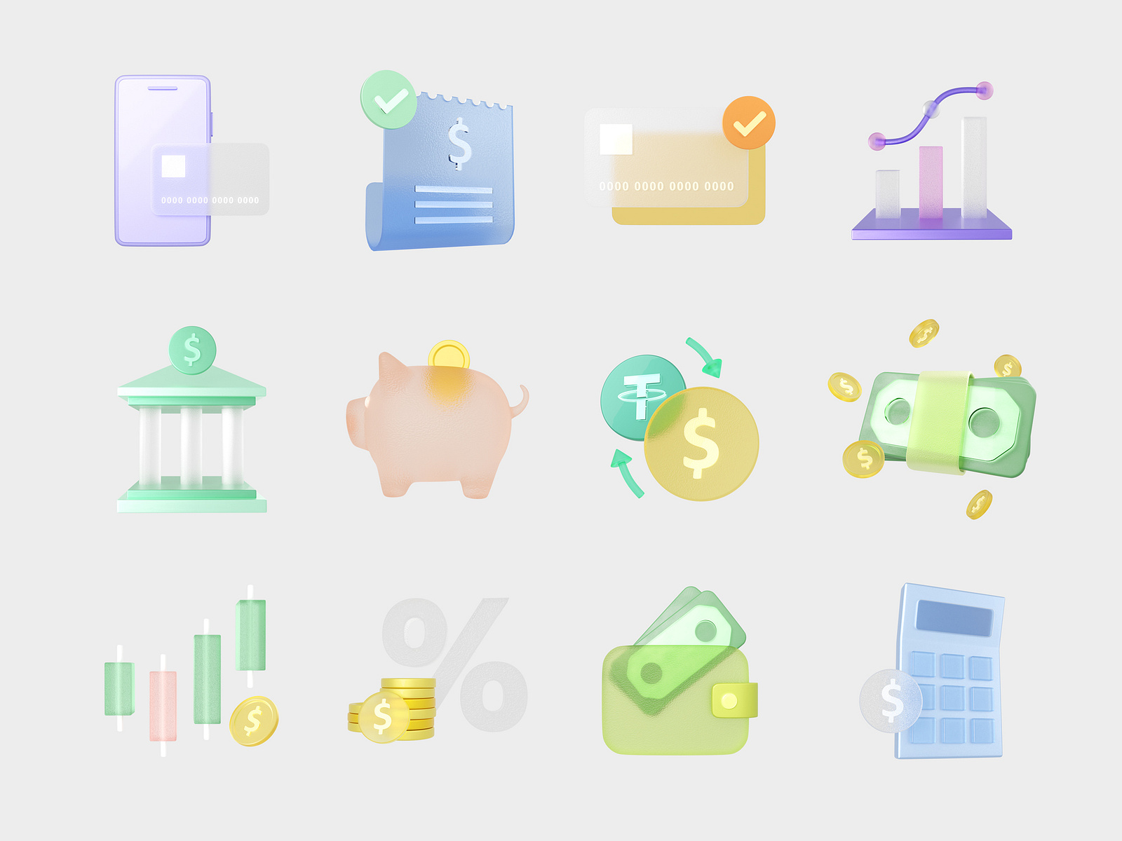 3D Financial iCon Design With Glassmorphism Style by Nimoii on Dribbble