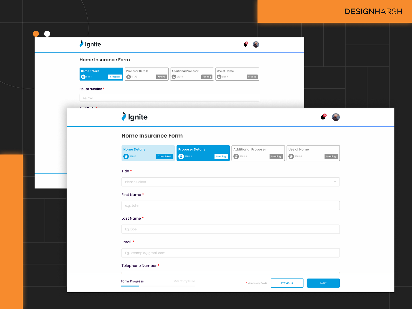 Stepper form UI Design by Harsh Jain on Dribbble Stepper form UI Design by Harsh Jain on Dribbble