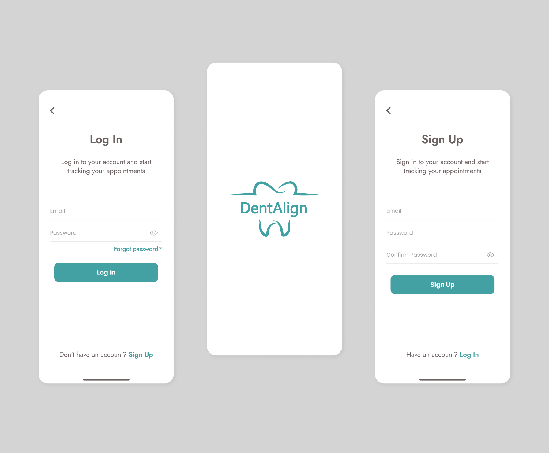 Dental log in & sign up - Mobile UI Design by Adriana Ch on Dribbble