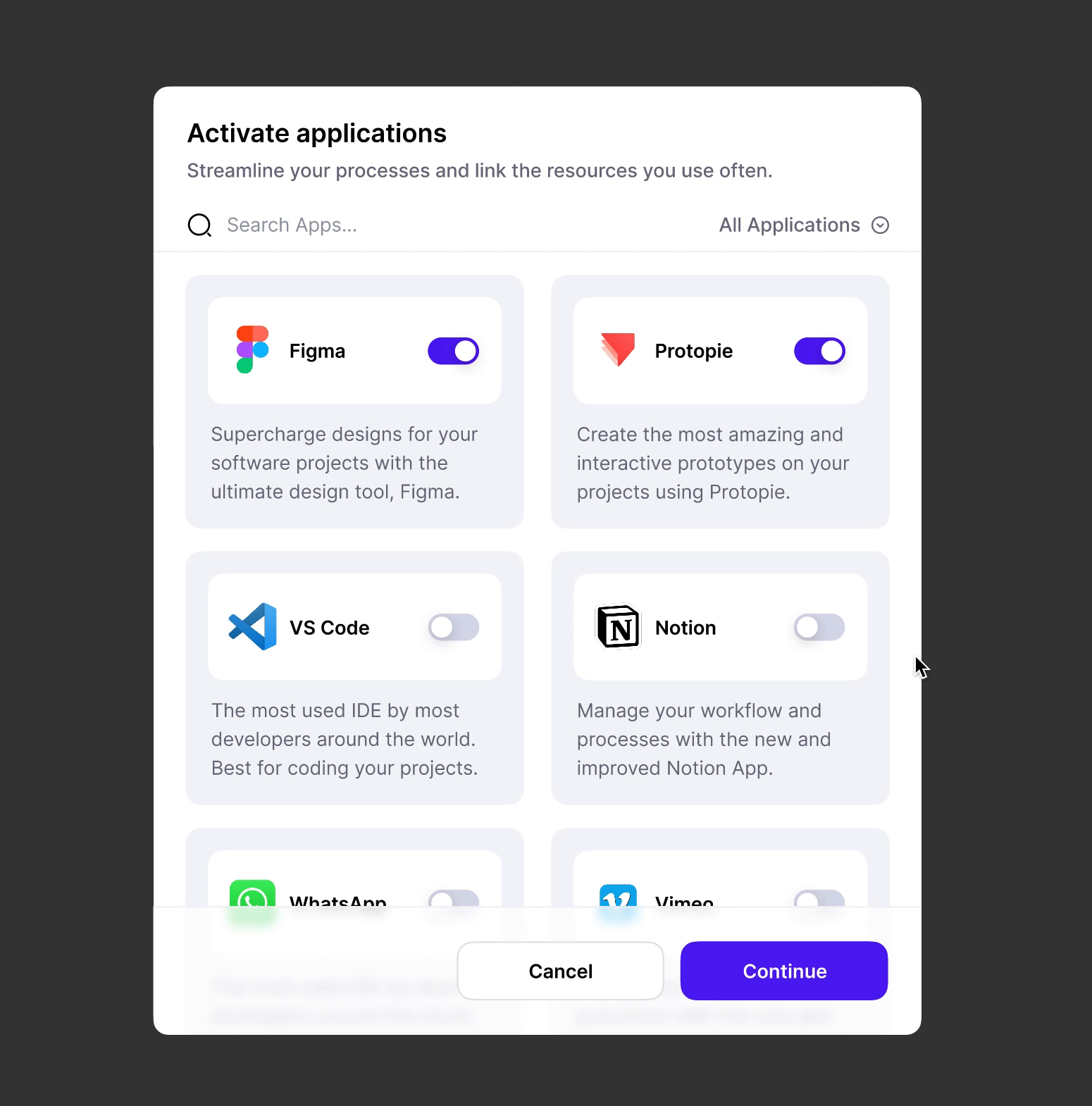 Activate Applications – Modal. by Roy Unachukwu on Dribbble