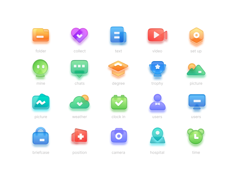 Glass transparent texture icons by zoe02 zhao on Dribbble