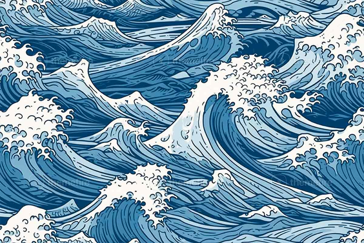 Hand-Drawn Ocean Surf Wave Seamless Patterns by themefire on Dribbble