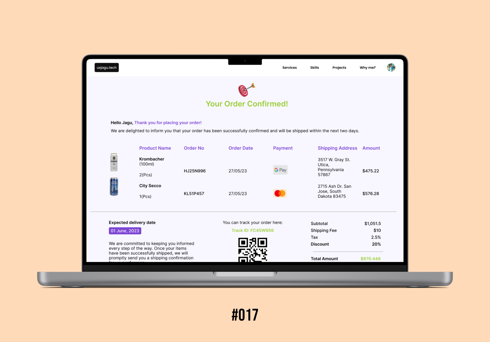 Daily UI Design #017 | Email Receipt by Jagu Rathava on Dribbble