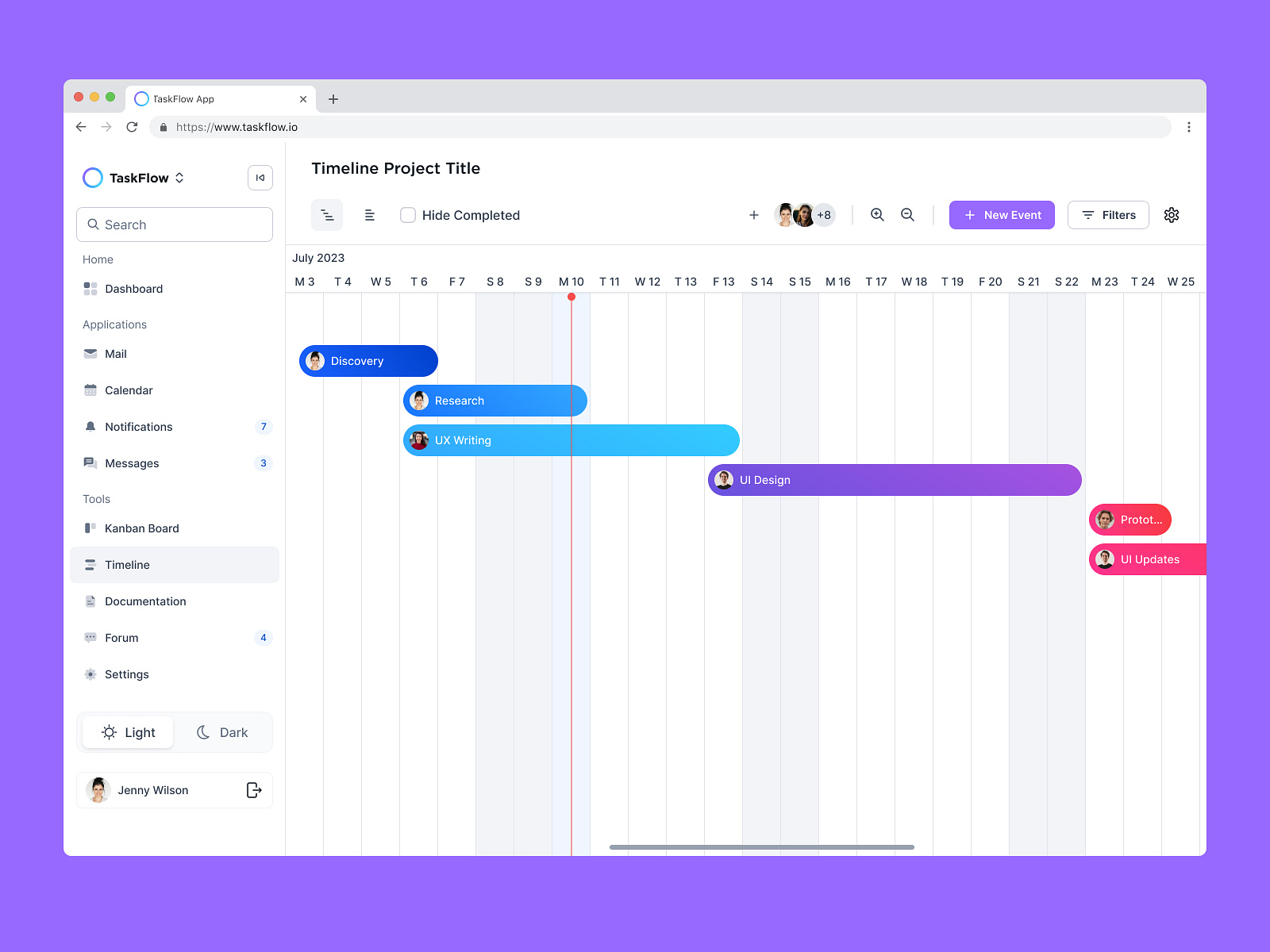 TaskFlow - Timeline page UI by Milorad on Dribbble