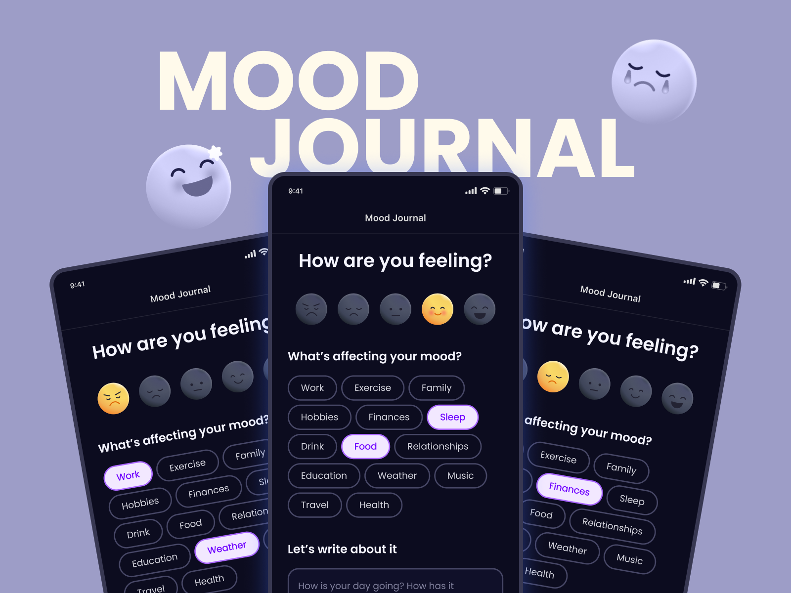 Mood Journal tracker app – Exploration by Raz Rashid on Dribbble