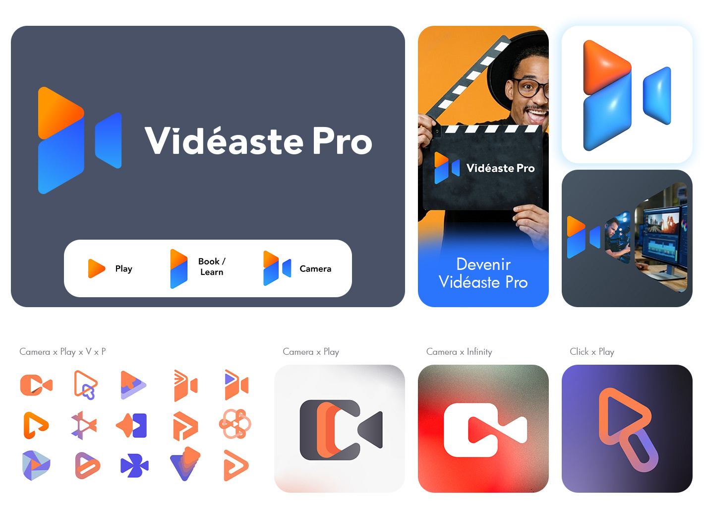 video production school logo design process by Marin Gorea on Dribbble