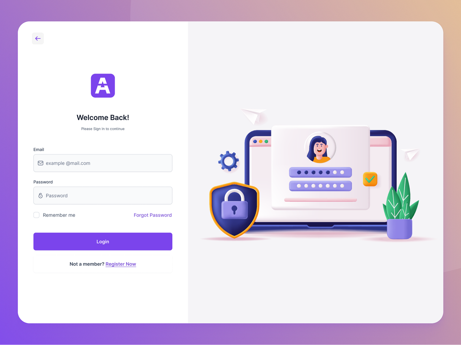 Dashboard Login Screen by Osama Ali on Dribbble