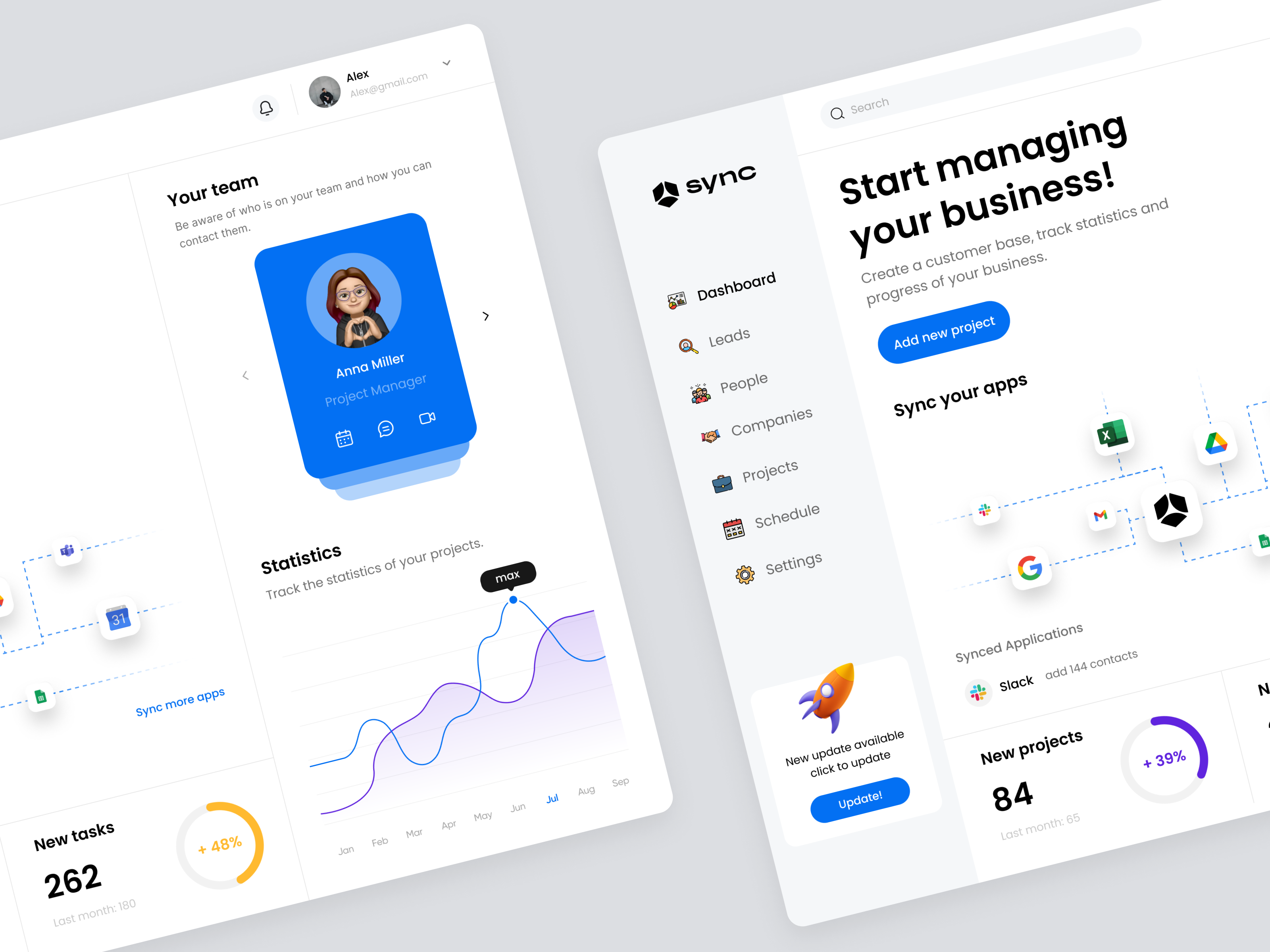 Sync - UX/UI dashboard design of the CRM platform by Outcrowd on Dribbble
