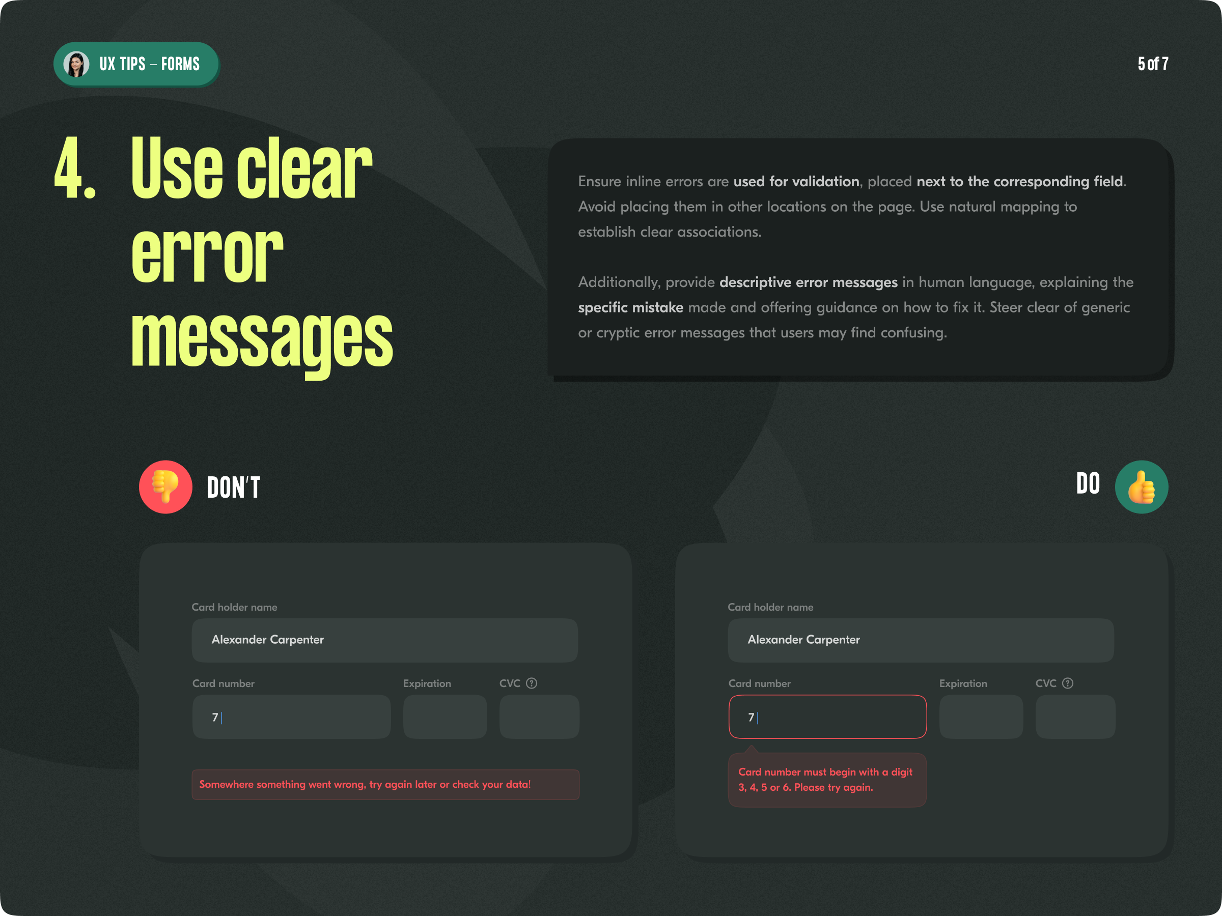 UX Tips. UX design for forms. by Olena Synianska for Gotoinc on Dribbble