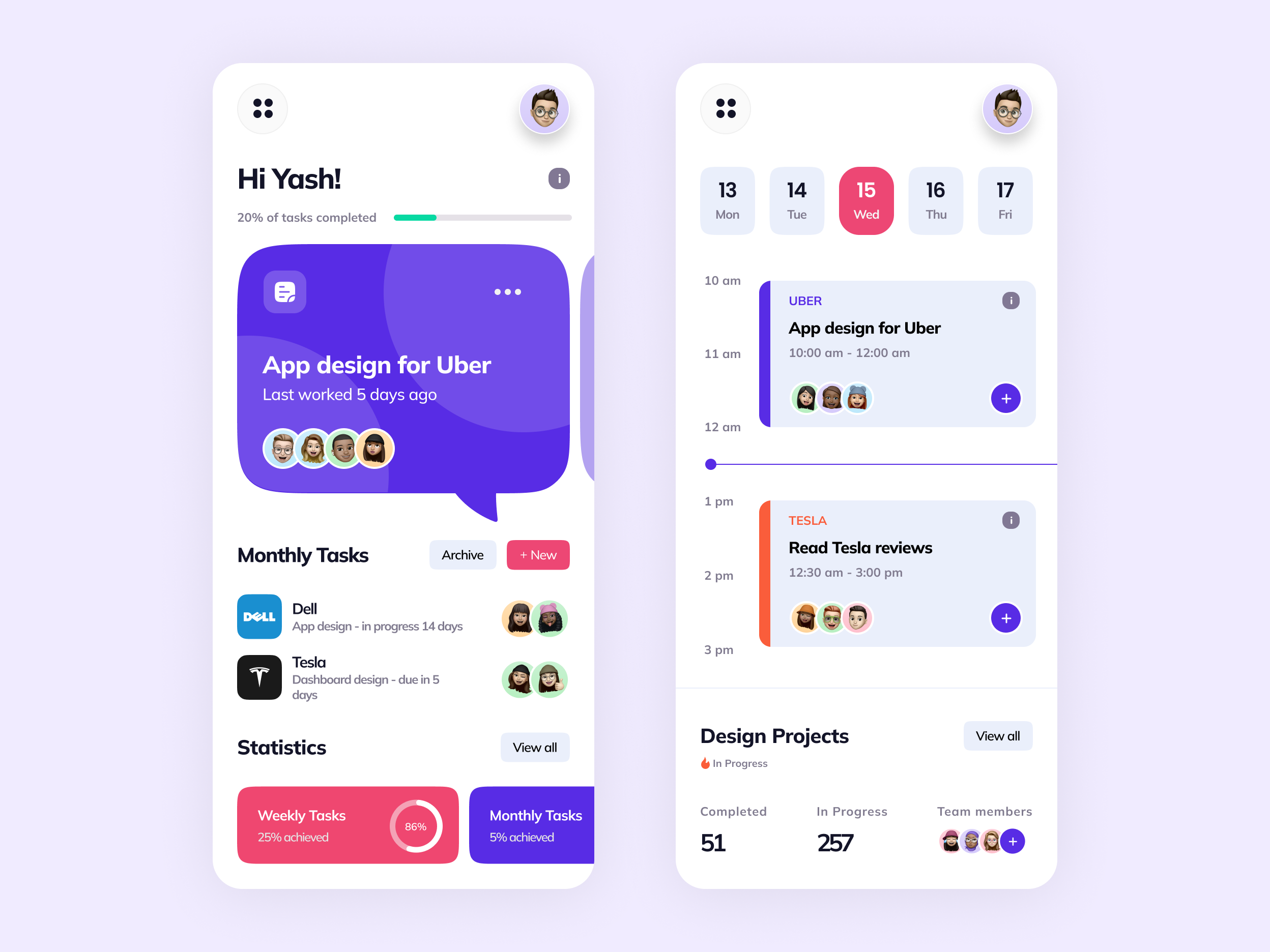 Project Management App UI by Yash Sharma on Dribbble