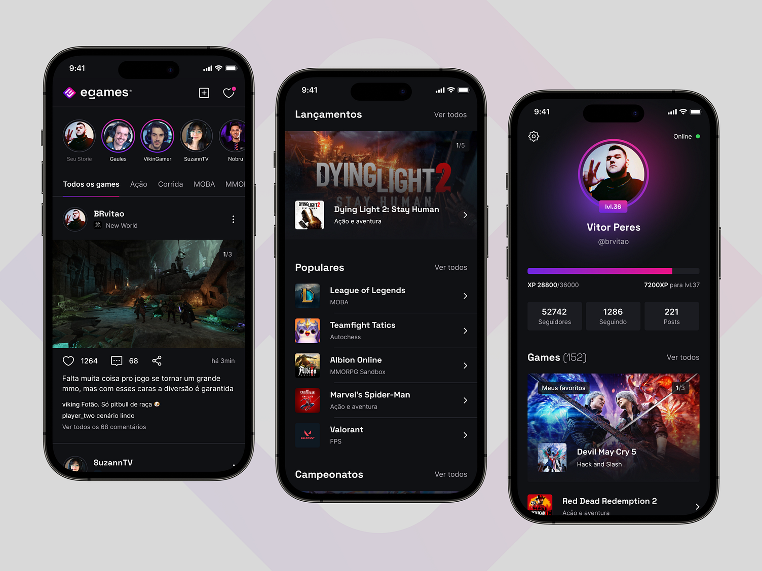 eGames - Mobile App UI/UX by Vitor Peres on Dribbble