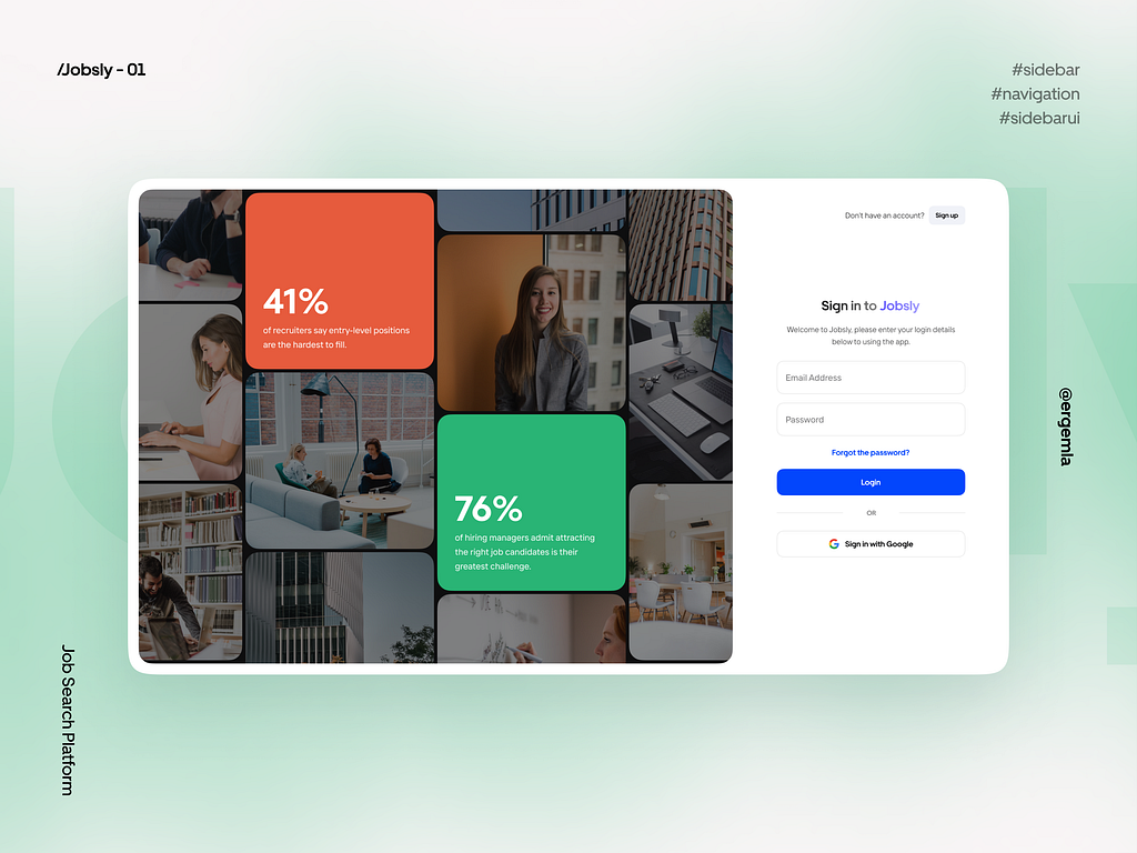 Jobsly: Sign in by Nicholas Ergemla for Awsmd on Dribbble