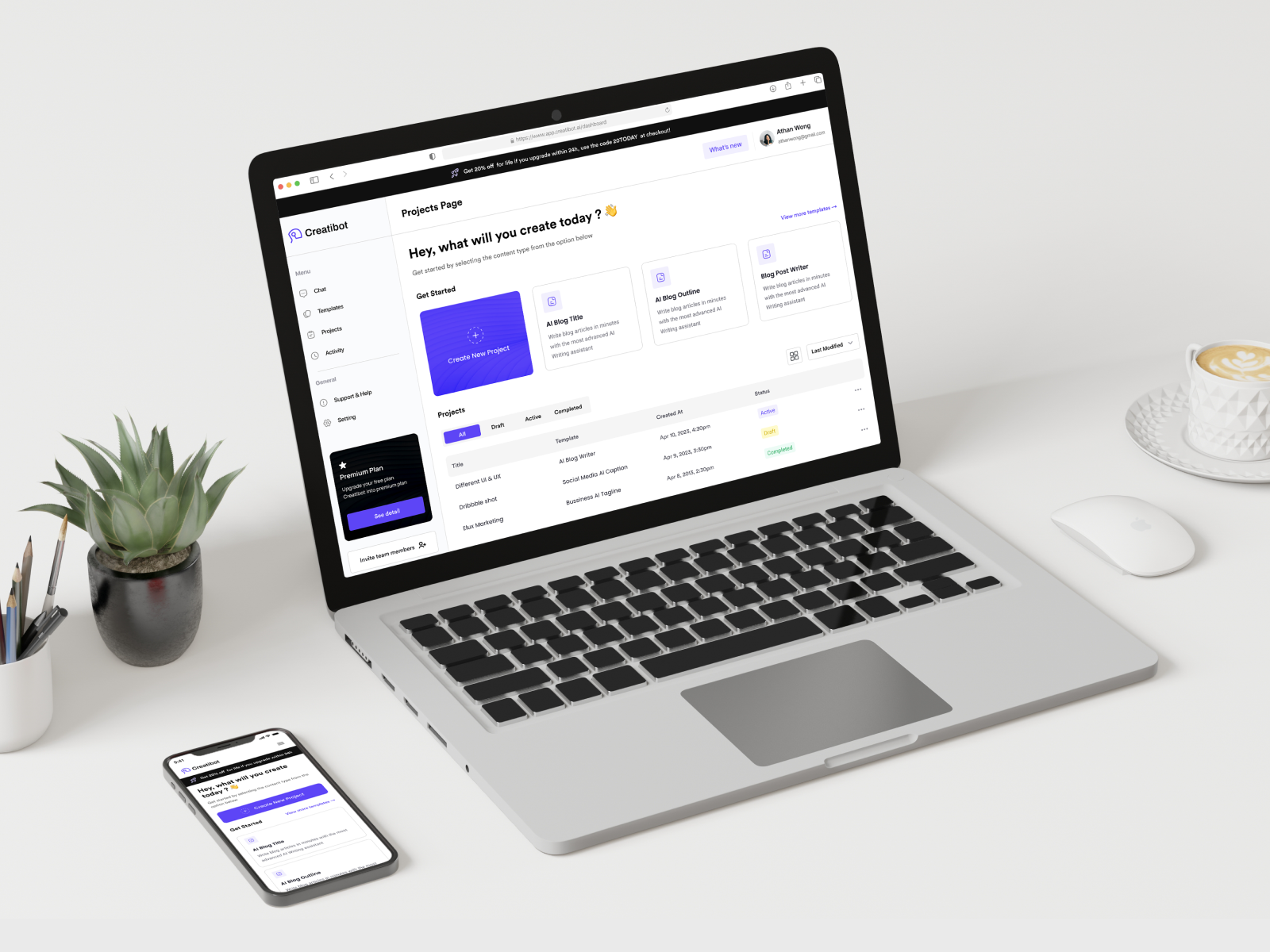 Creatibot - AI Copywriter Dashboard (Project Page) by Zaim Maulana for ...