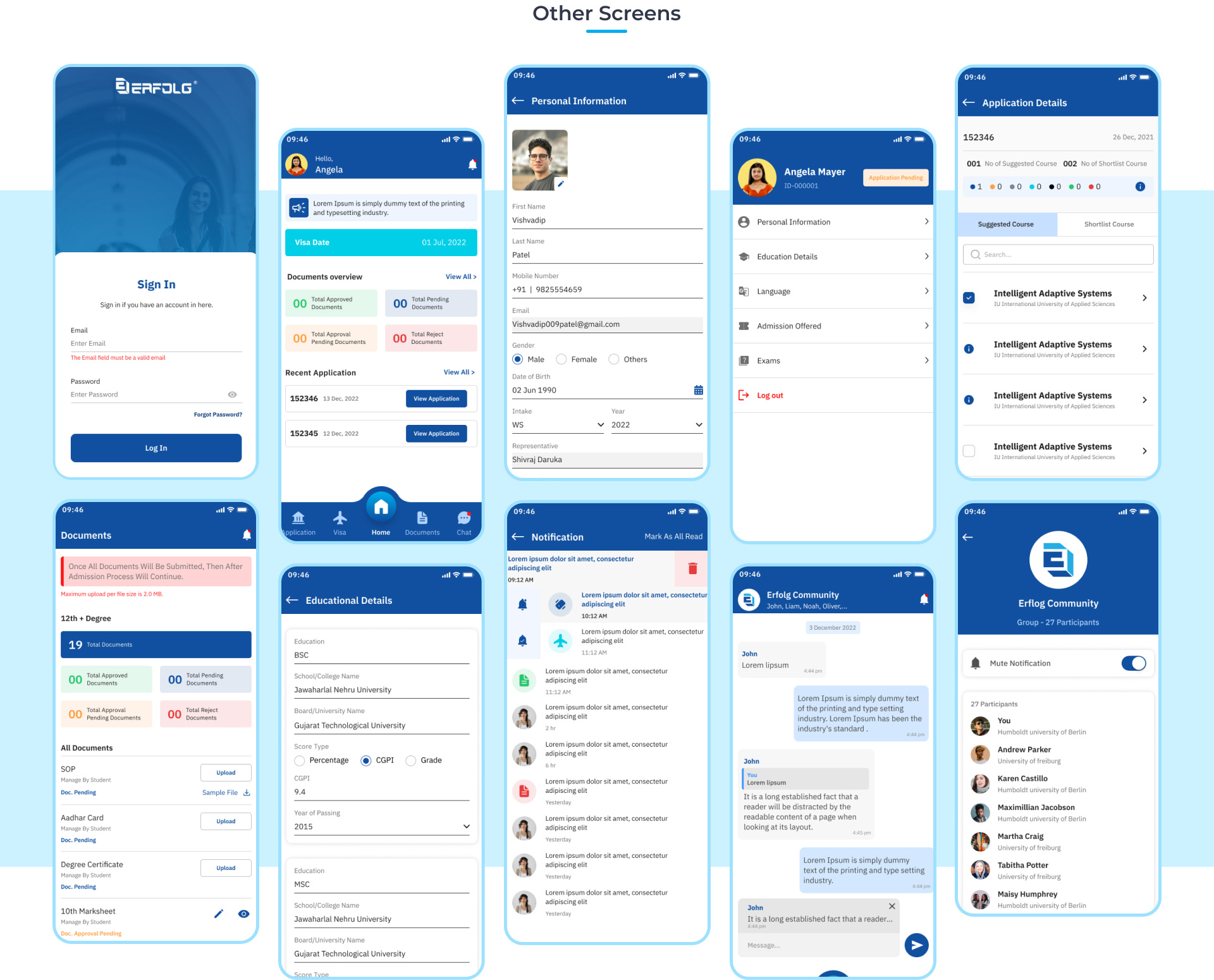 Student visa Mobile app UI/UX design by Hetal Makawana for Alian ...
