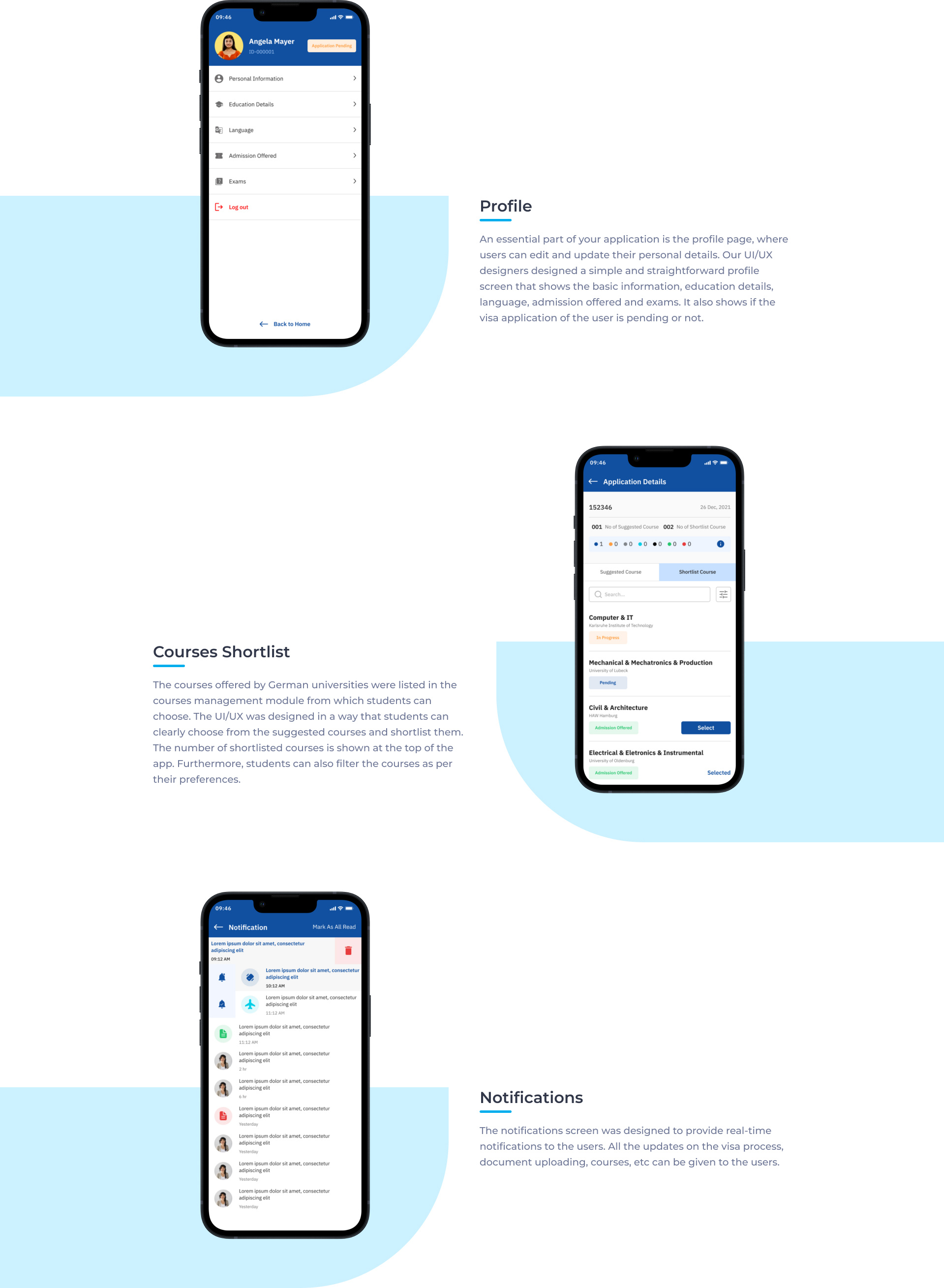 Student visa Mobile app UI/UX design by Hetal Makawana for Alian ...