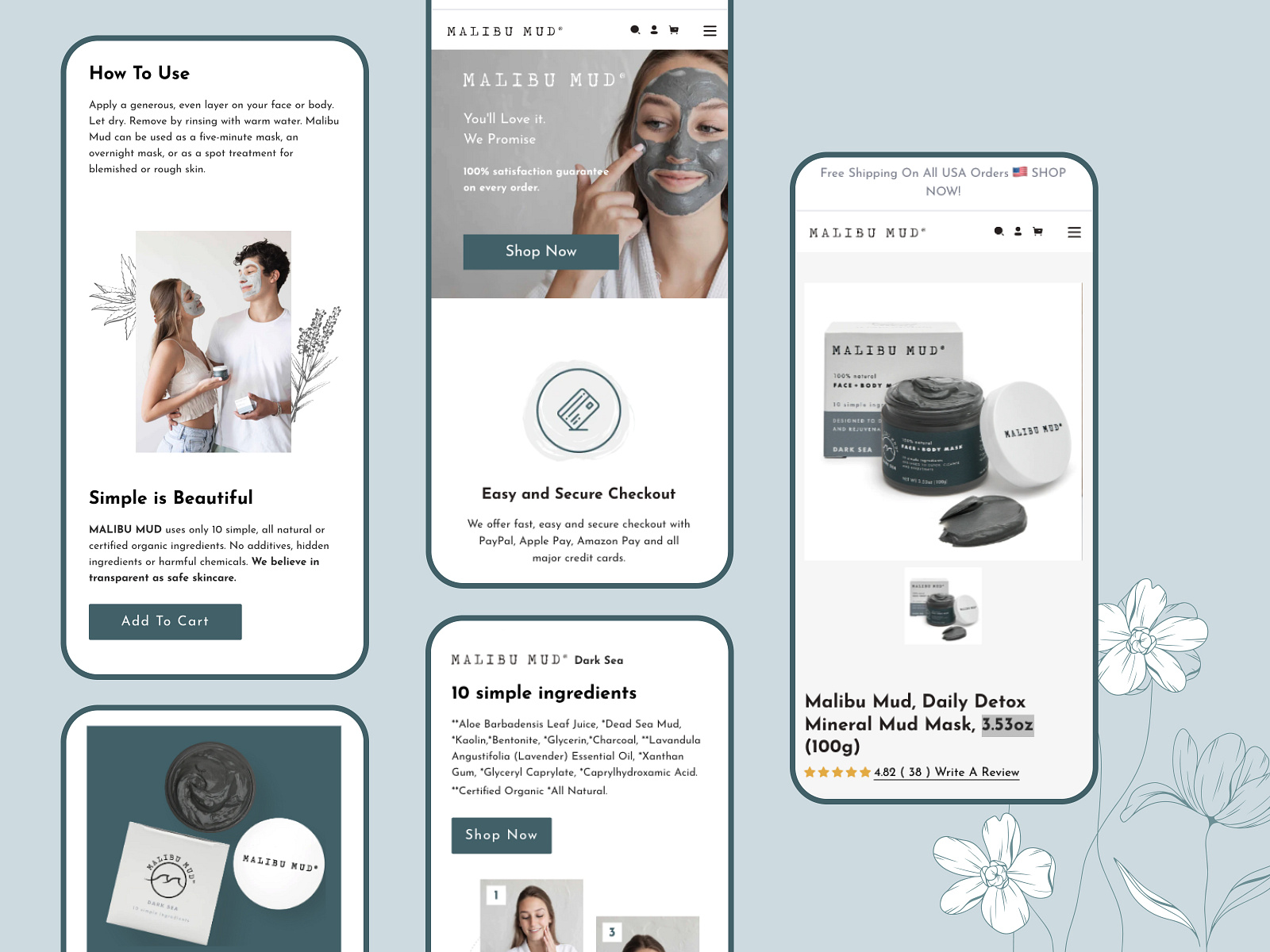 Malibu Mud - Beauty Products Mobile UI Design by Evince Development on ...