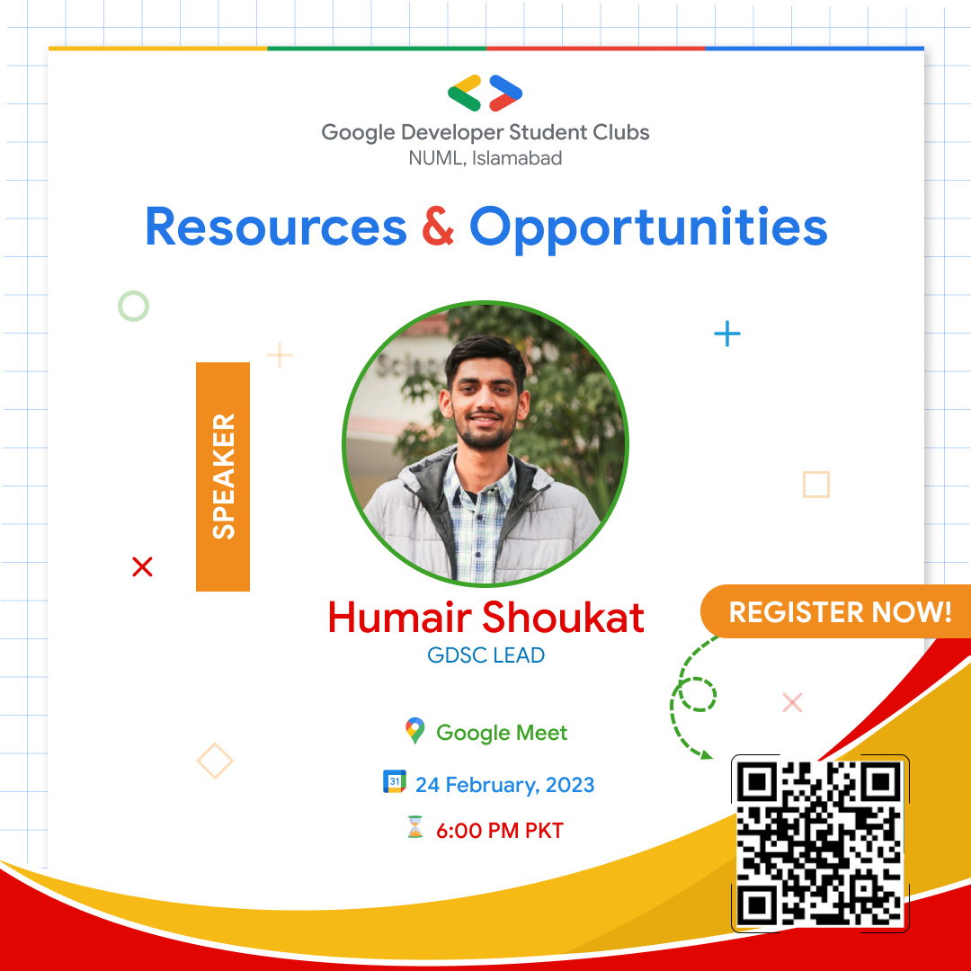 Resources & Opportunities social media post for GDSC NUML by Ali Raza on Dribbble