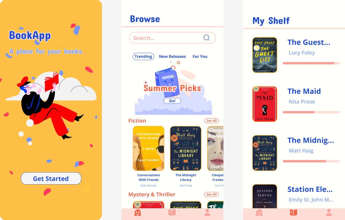 BookApp UI Design by Jennifer Liu on Dribbble