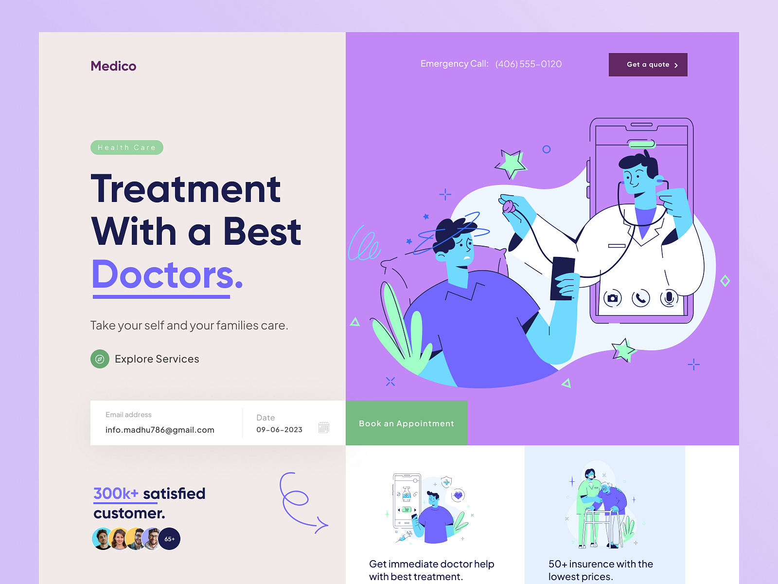Medical Healthcare Service Website Landing Page by Madhu Miah on Dribbble