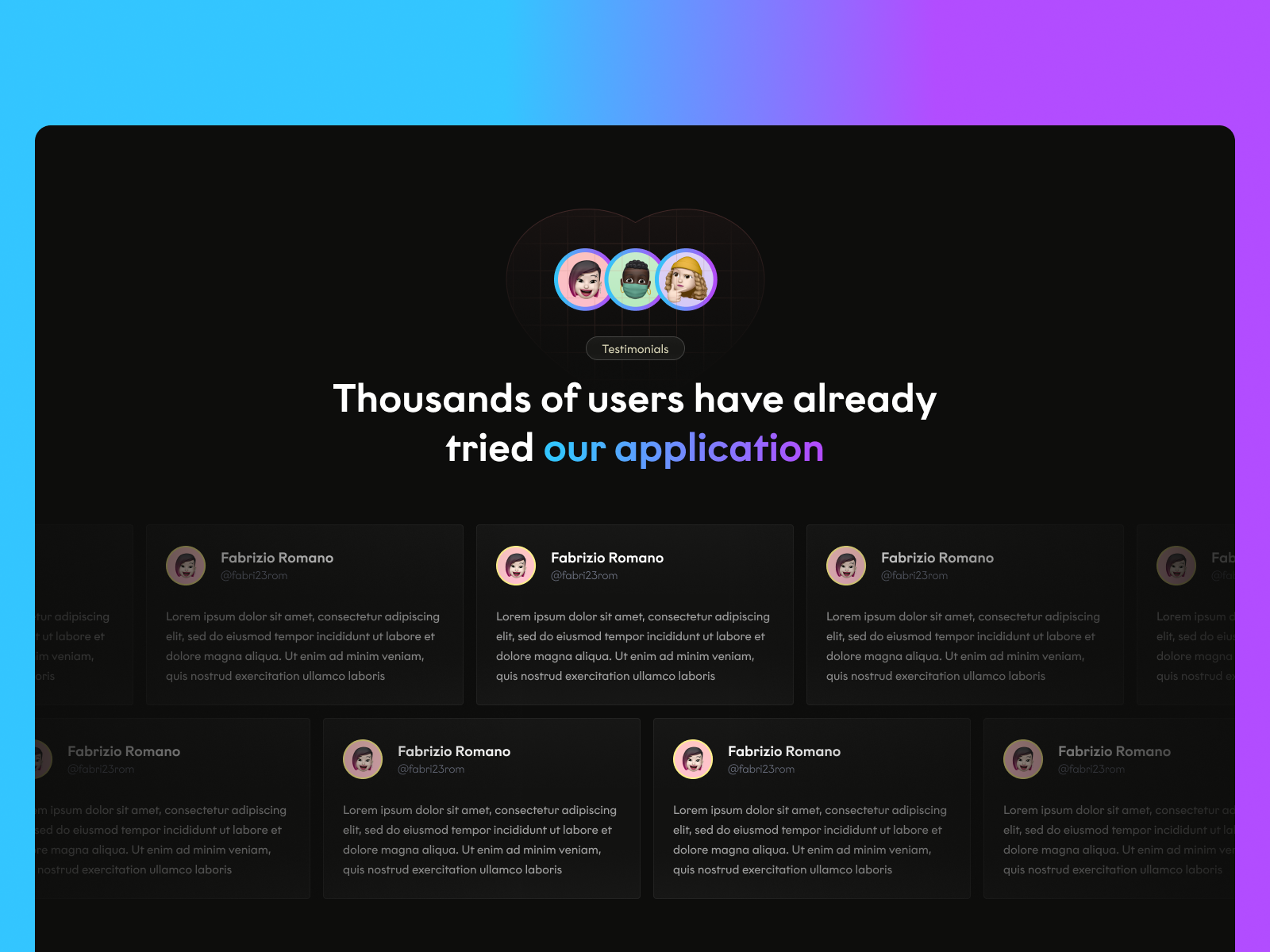 Testimonials section by Bibek KC on Dribbble