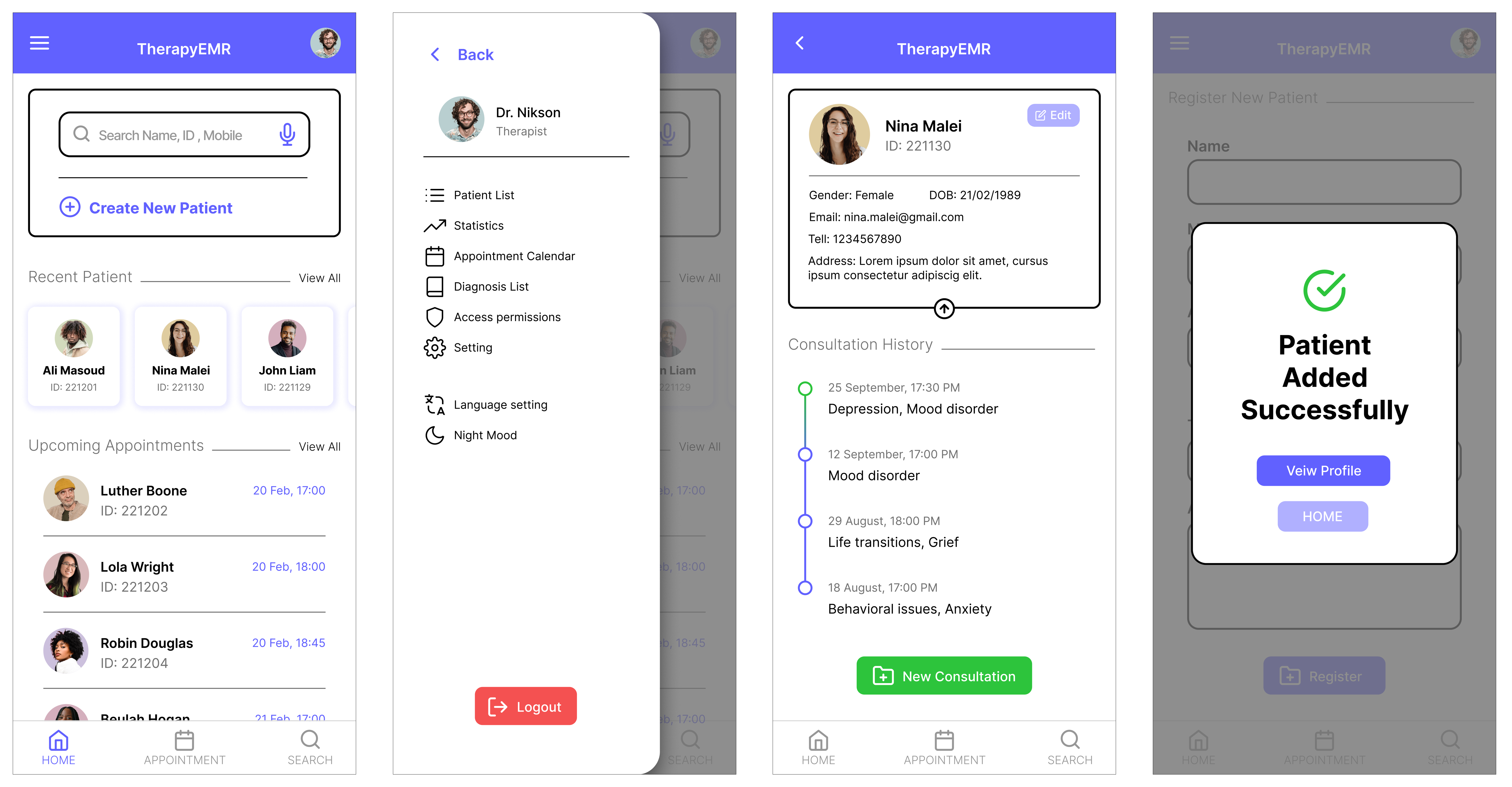 Client Management App for Therapists by Marjan Haj Hashemi on Dribbble