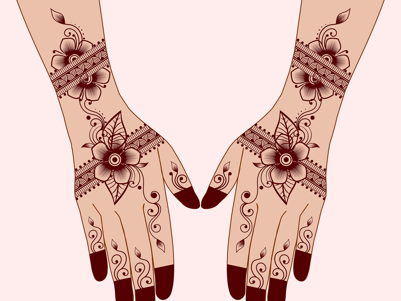 Henna mehndi design on two hands by Furqan Sembiring on Dribbble