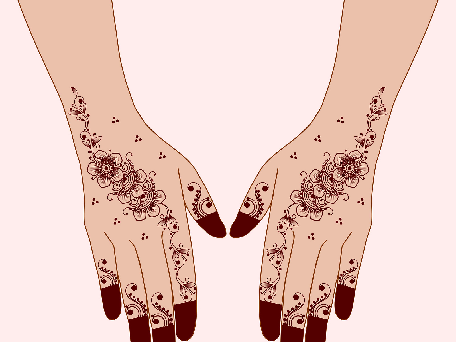 Henna mehndi design on two hands by Furqan Sembiring on Dribbble
