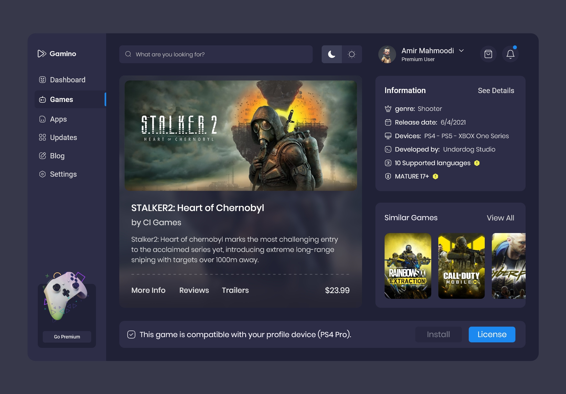 Game Dashboard UI Design by Amir Mahmoodi on Dribbble