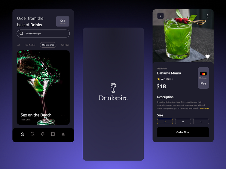 Drinkspire drink ordering app/ UX/UI Design by Fidan Mirza on Dribbble