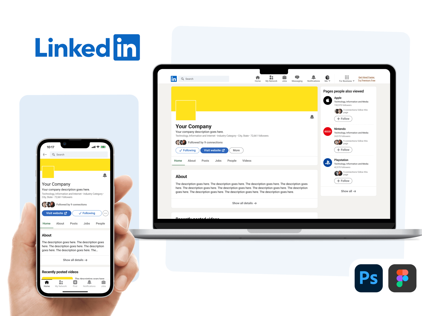 Linkedin Figma and PSD templates kit by Vitor Heinzen on Dribbble