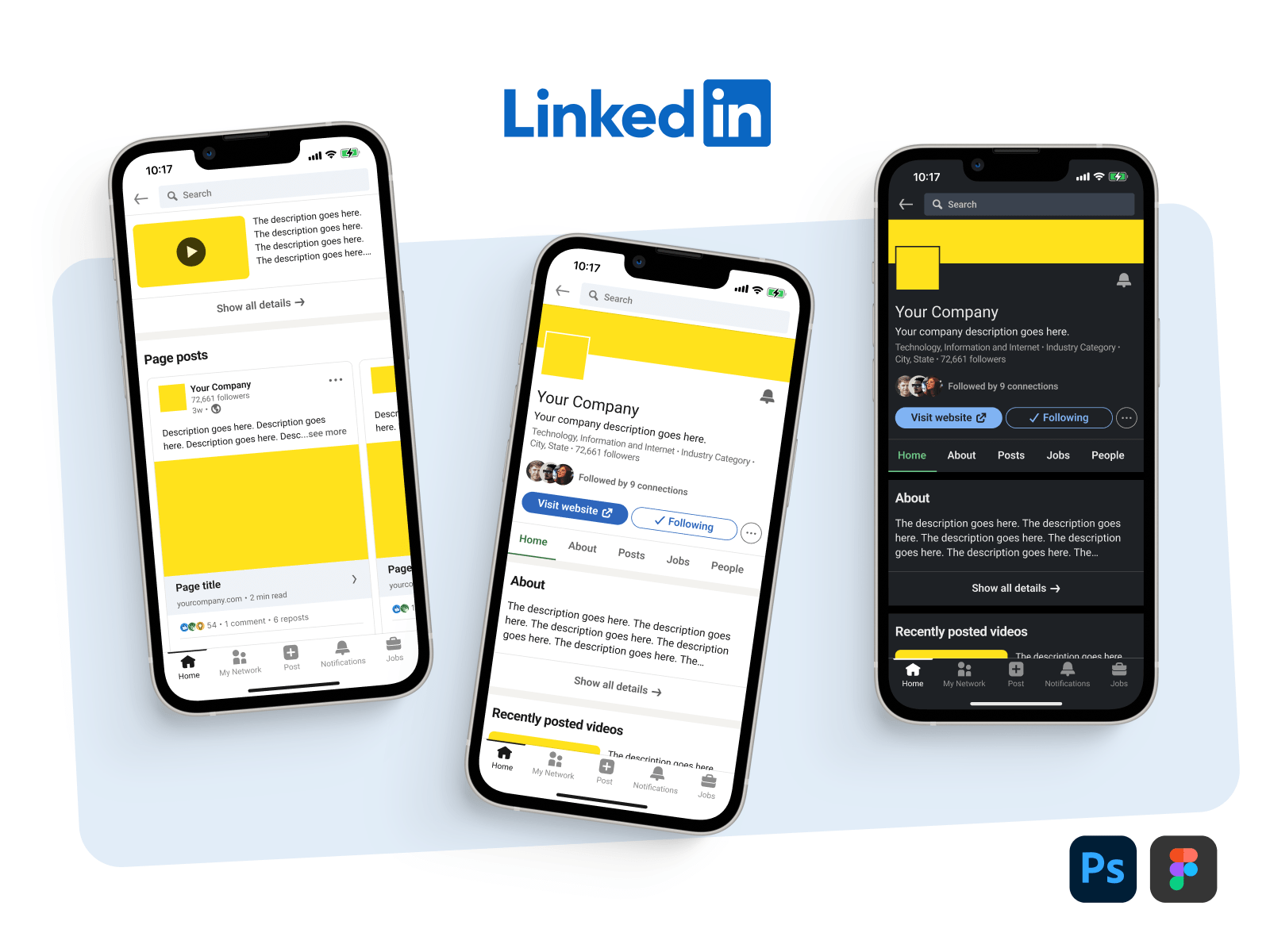 Linkedin Figma and PSD templates kit by Vitor Heinzen on Dribbble