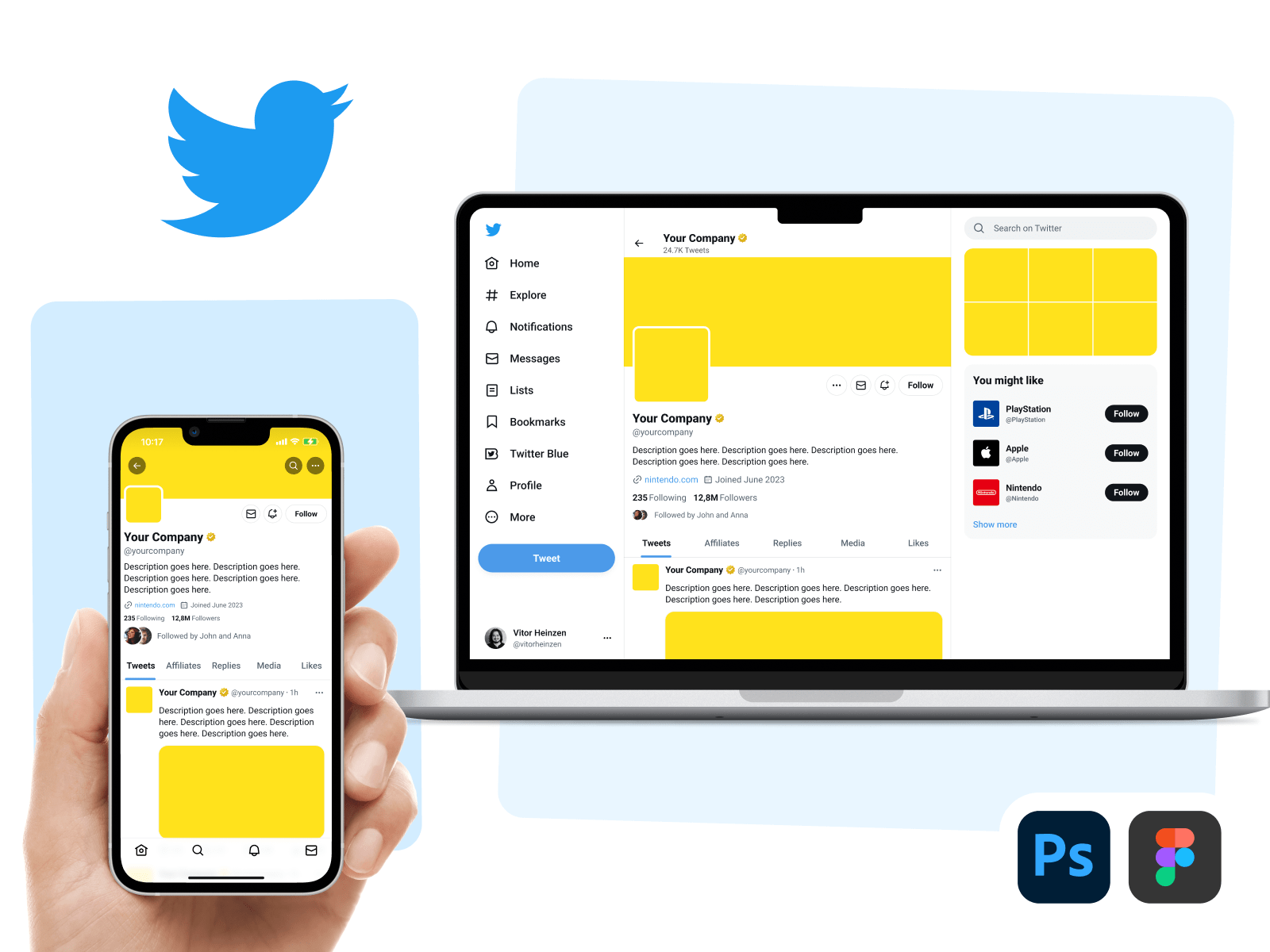 Twitter Branding Mockups | Figma | PSD by Vitor Heinzen on Dribbble