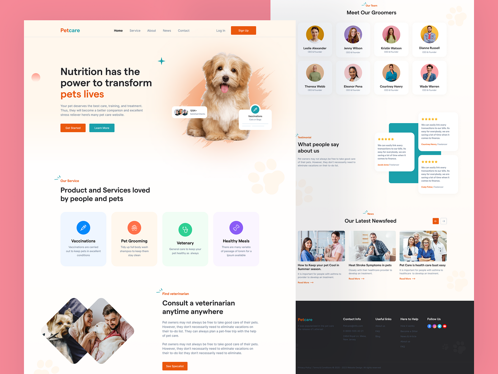 Petcare - website landing page design by Lotifur khabir on Dribbble