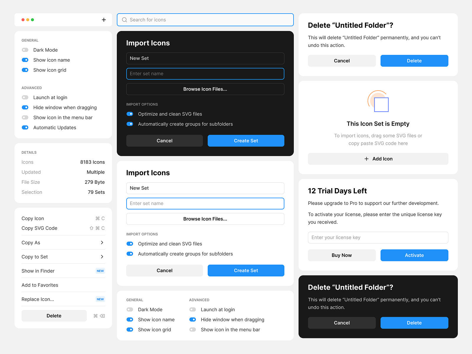 UI Elements for Icons Management Tool by Giorgi Makatsaria on Dribbble