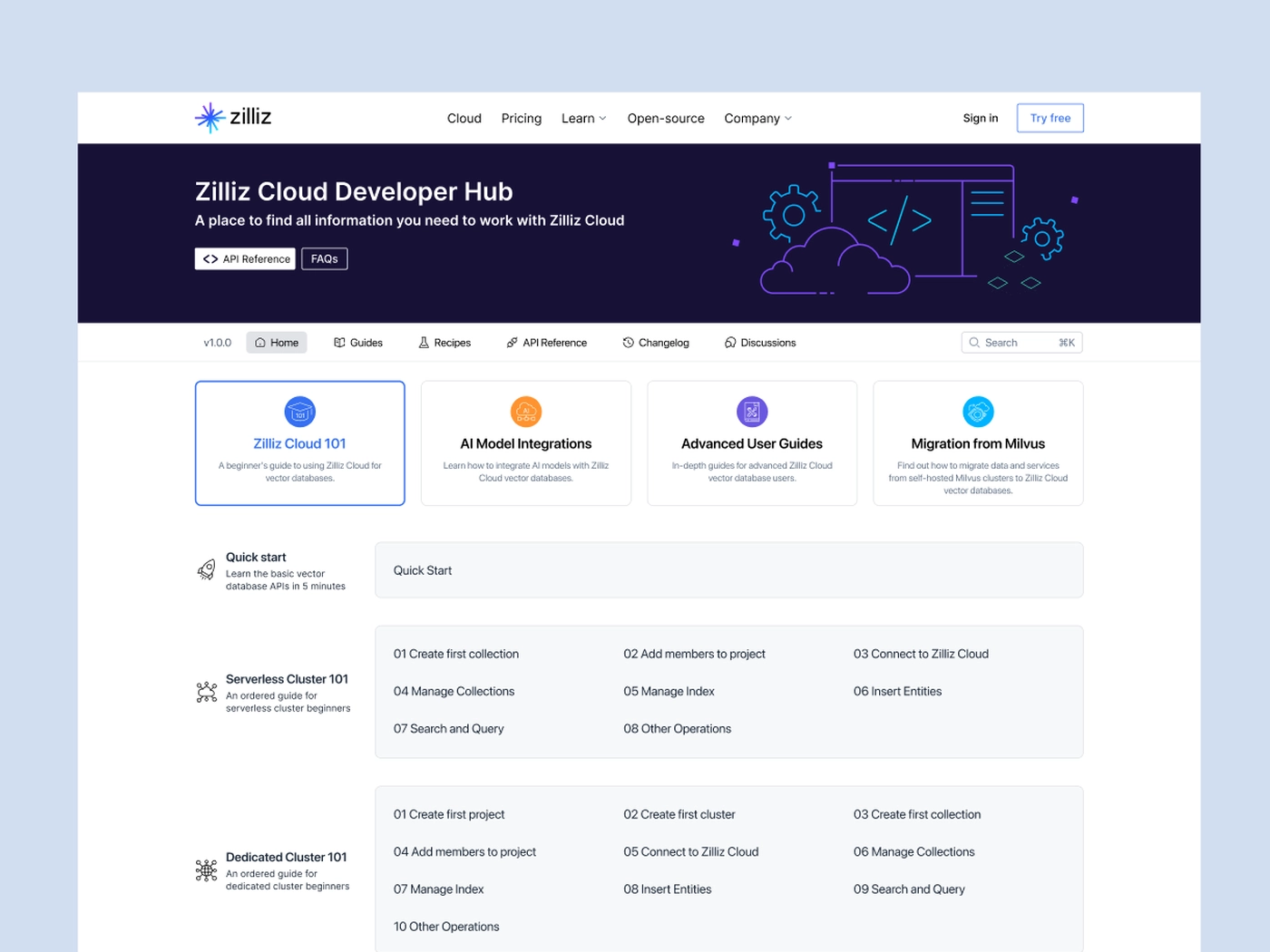 Landing page, Zilliz Cloud documentation by kokolv on Dribbble