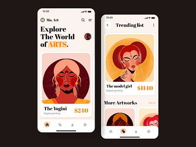 Art selling App UI by Sushama Patel on Dribbble