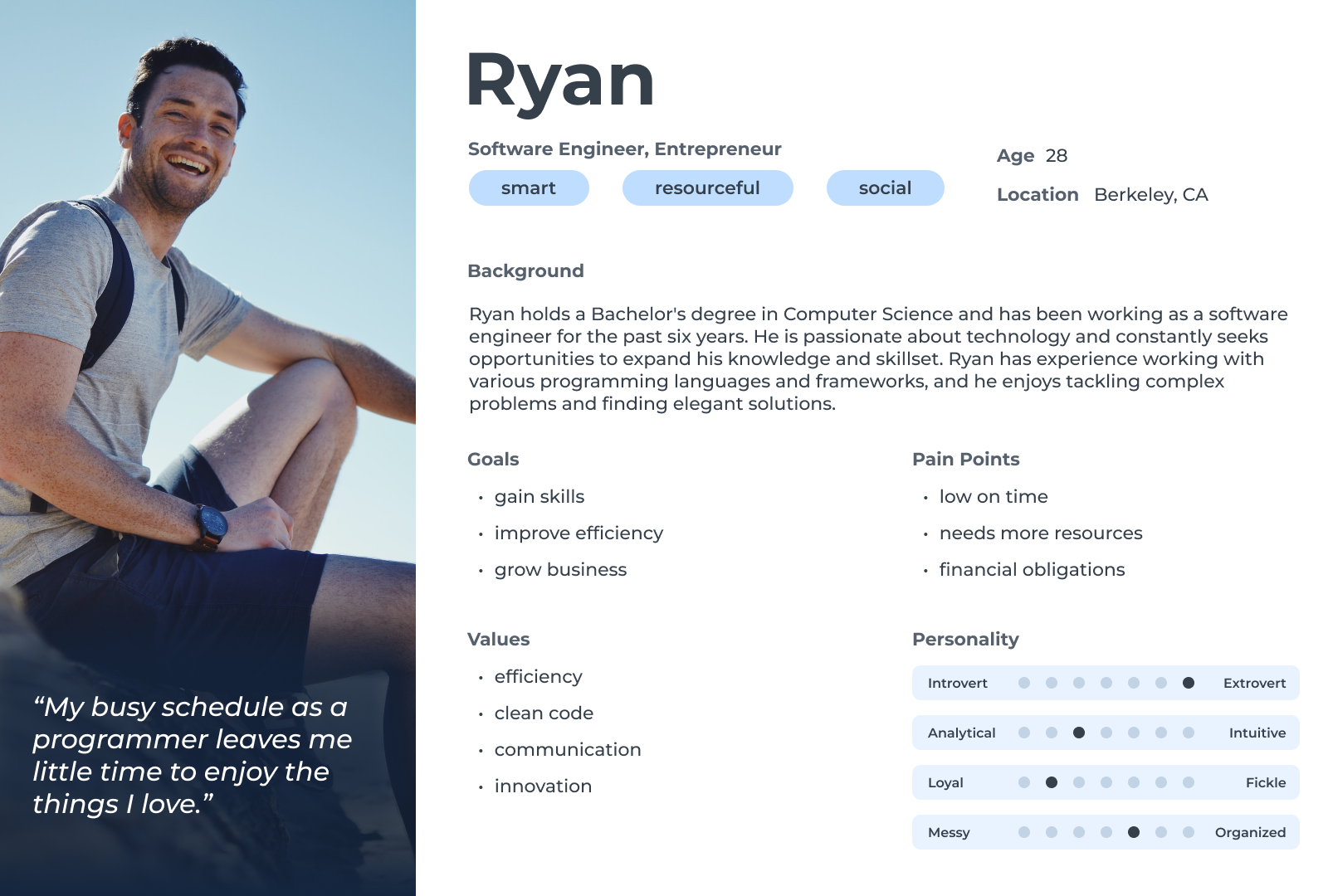 User Persona by Lance Warshawsky on Dribbble