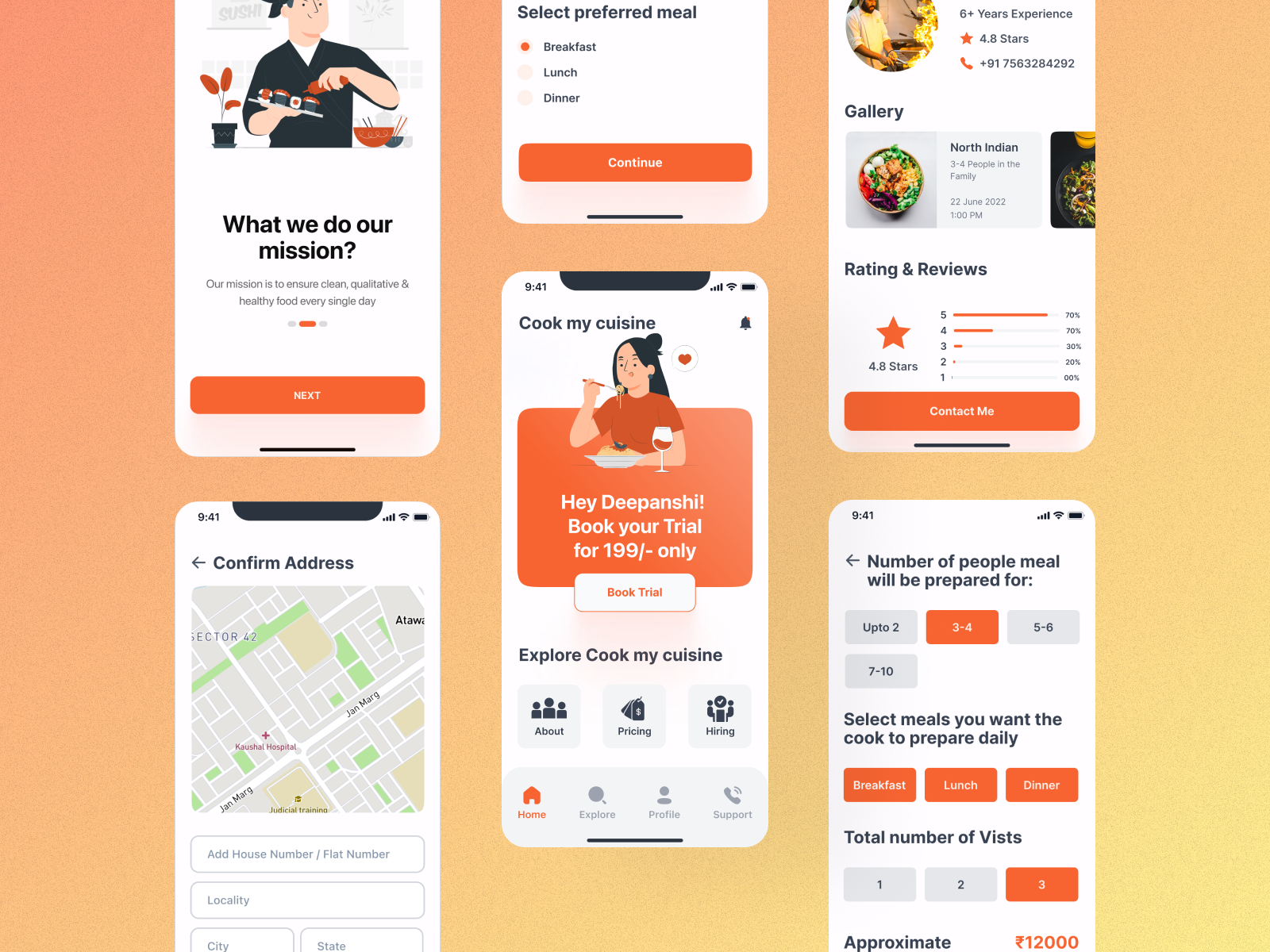 Cook booking app by Deepanshi on Dribbble