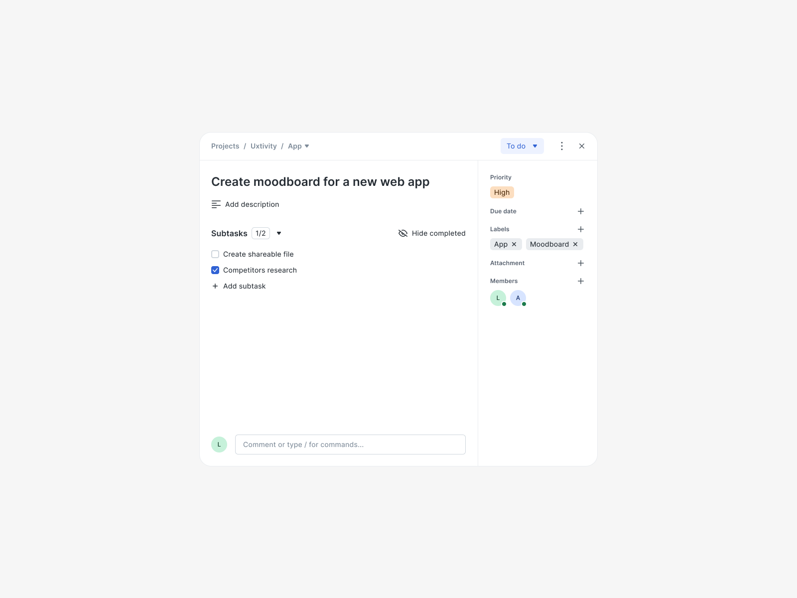 Simple task modal by Luk on Dribbble