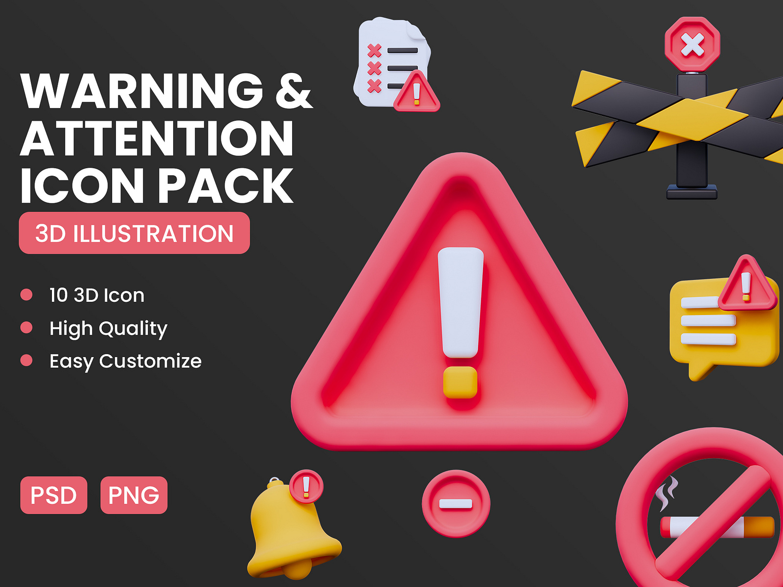 Warning 3D Icon Pack by devia puspitasari on Dribbble